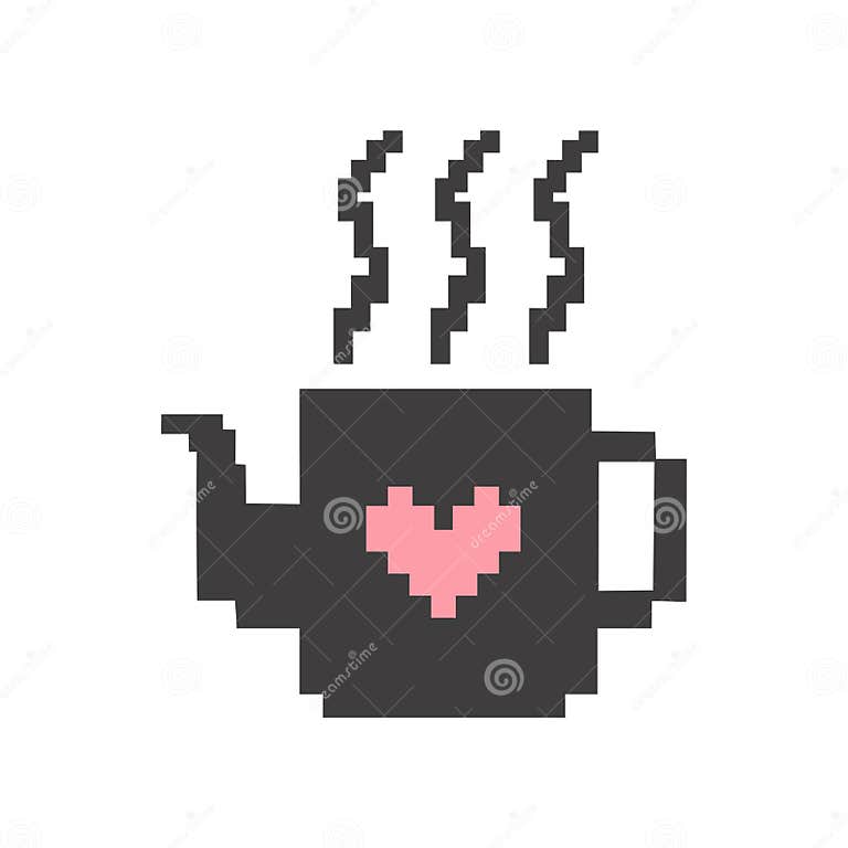 Coffee pixel art symbol stock vector. Illustration of espresso - 318395680