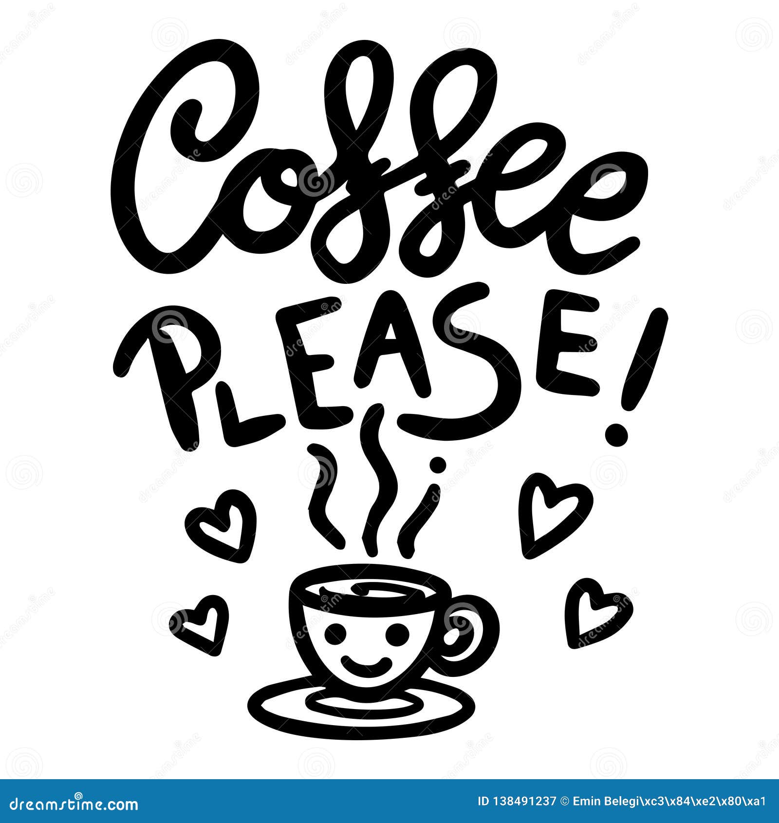 Coffee Please Handwritten Poster Stock Illustration - Illustration of ...