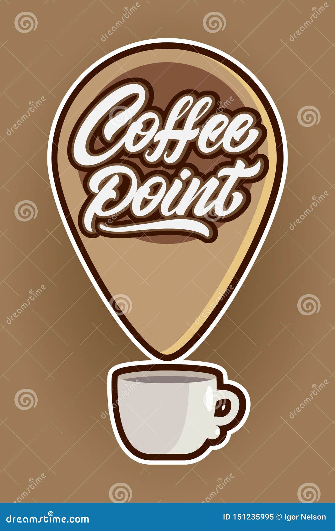 Coffee Point in Lettering Style with Cup Illustration. Emblem or Logo ...