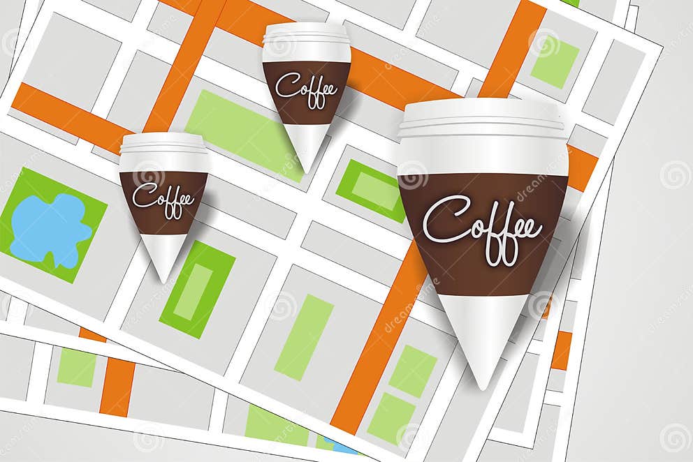 Coffee pointers with maps stock illustration. Illustration of design ...