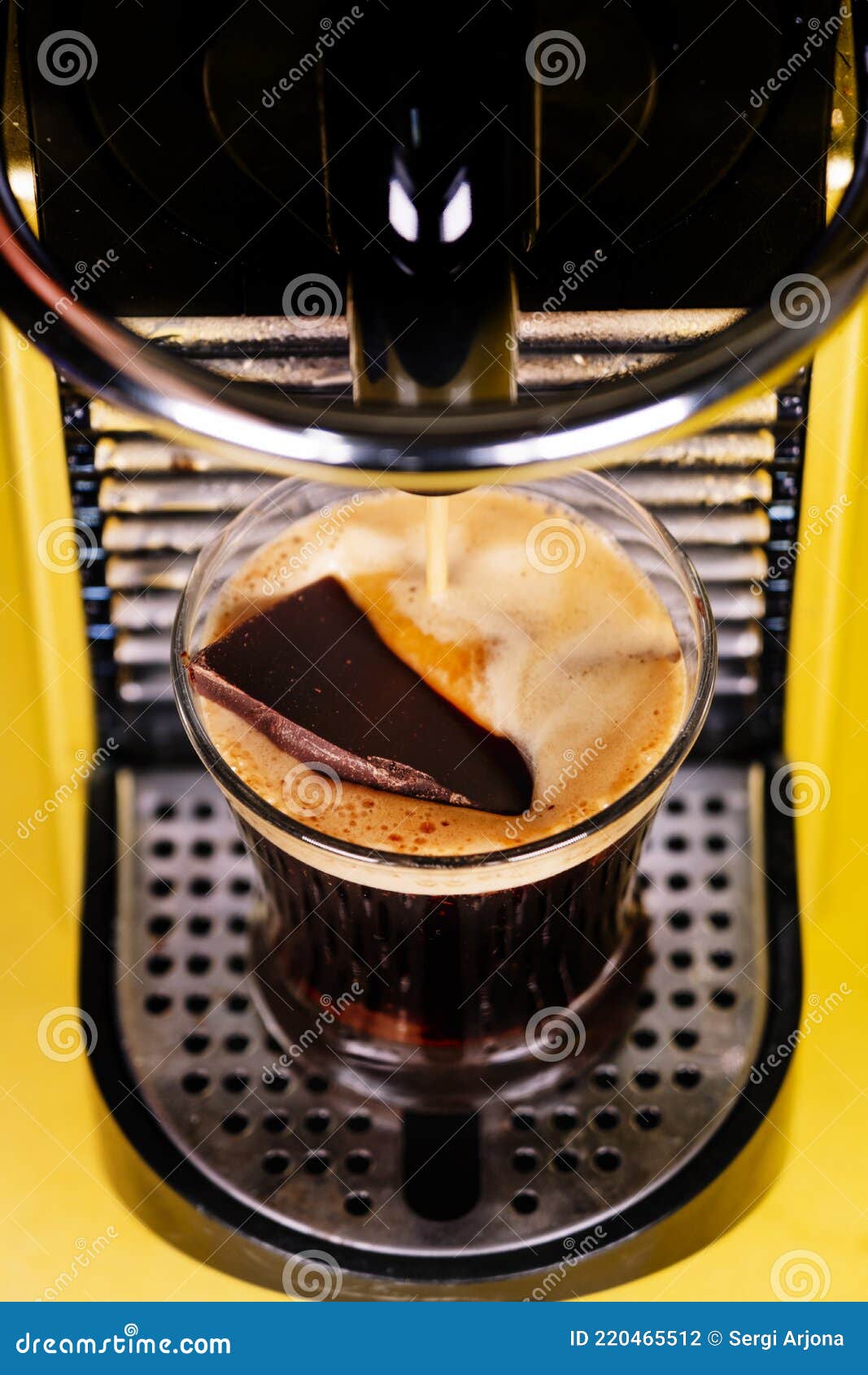 Coffee with a Portion of Chocolate Melting in the Glass Stock Photo ...