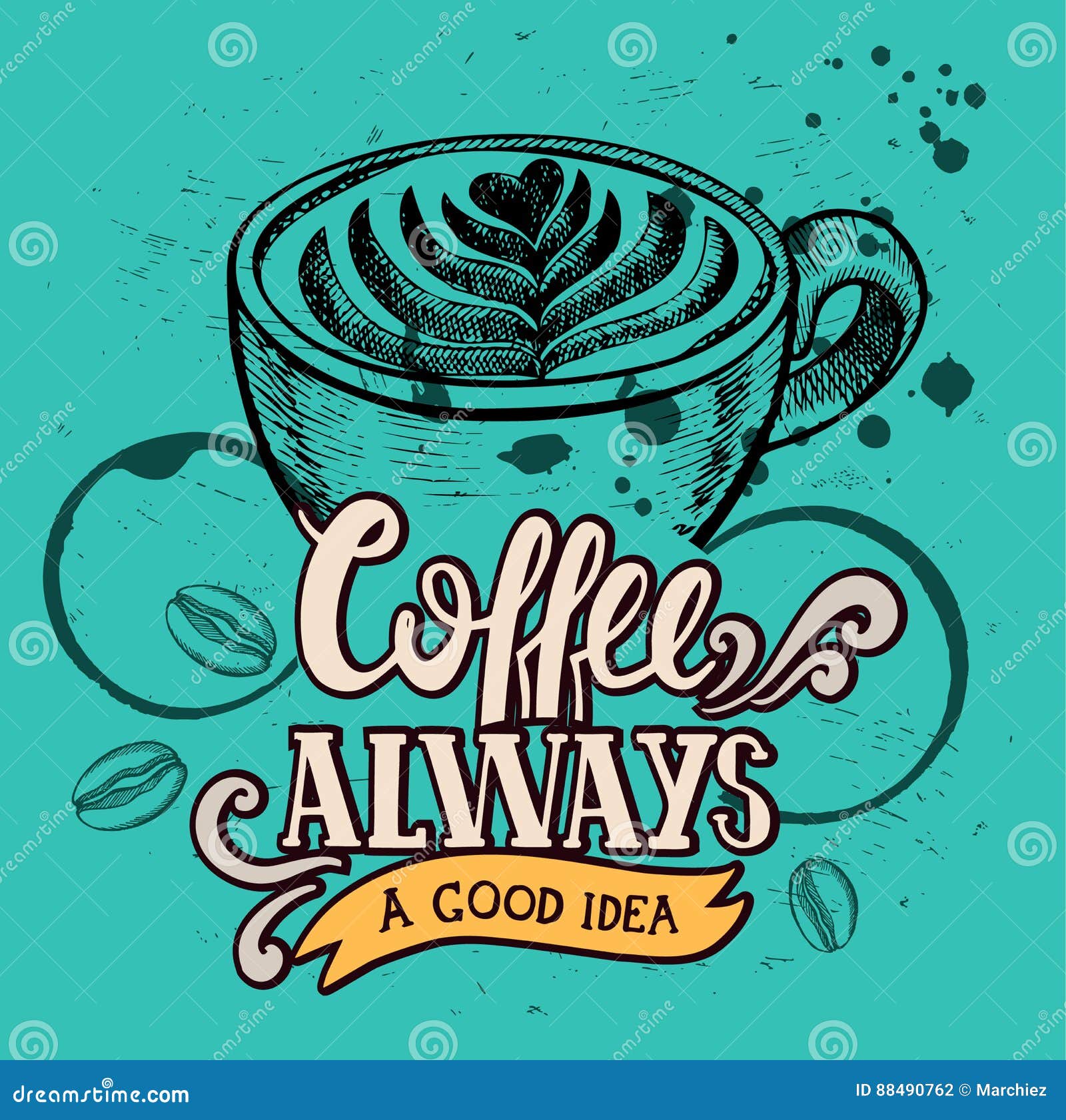 Coffee Poster for Restaurant and Cafe. Stock Vector - Illustration of ...