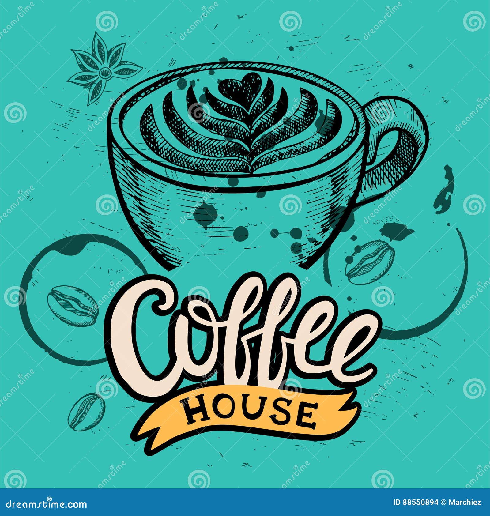 Coffee Poster for Restaurant and Cafe. Stock Vector - Illustration of ...