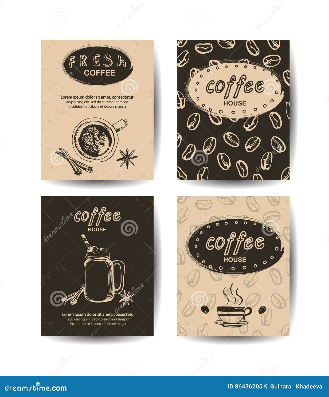 Coffee Poster Set. Llustrations in Sketch Style. Cards Collection. Hand ...