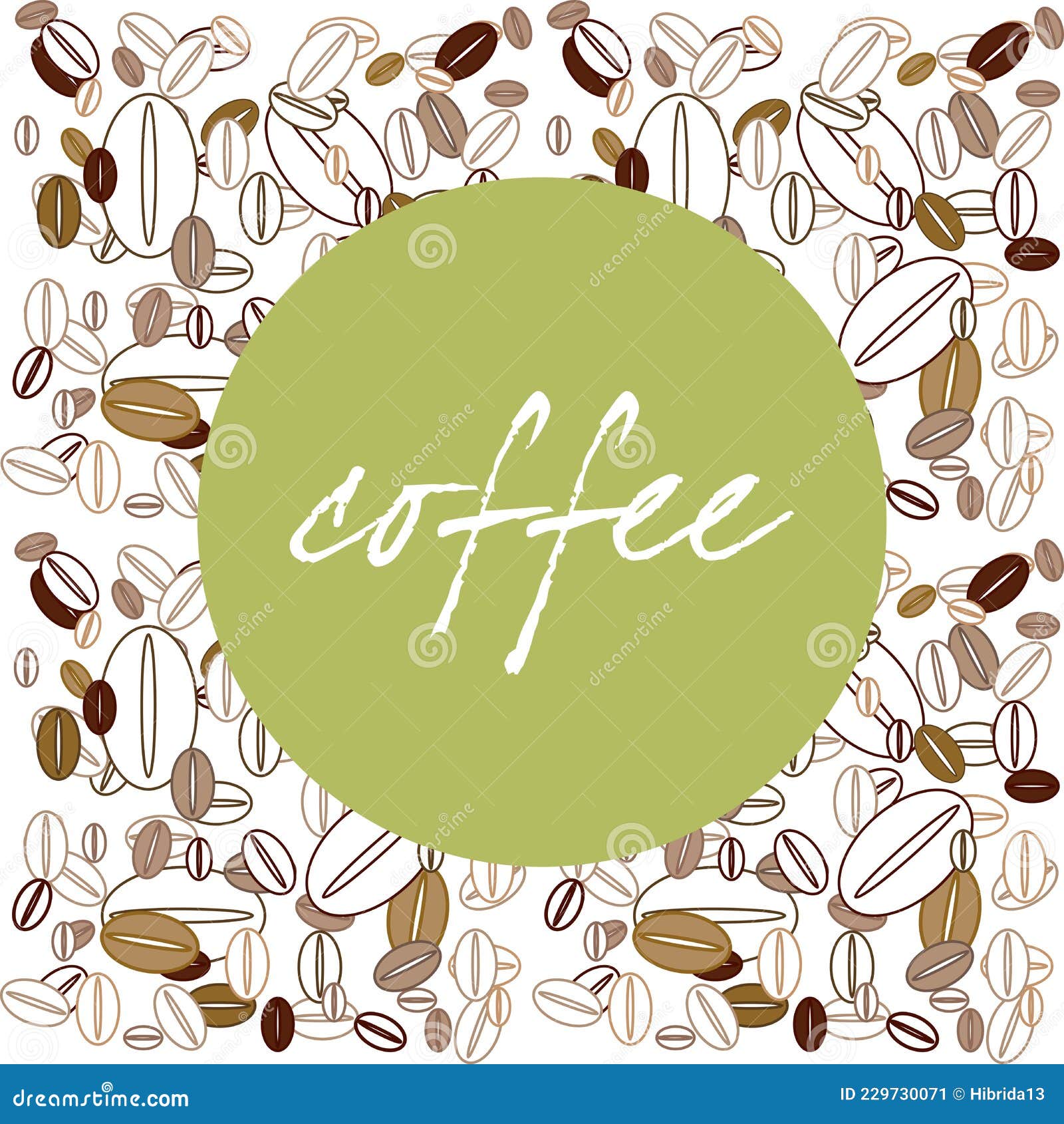 Coffee Poster with Stylized Coffee Beans Stock Vector - Illustration of ...