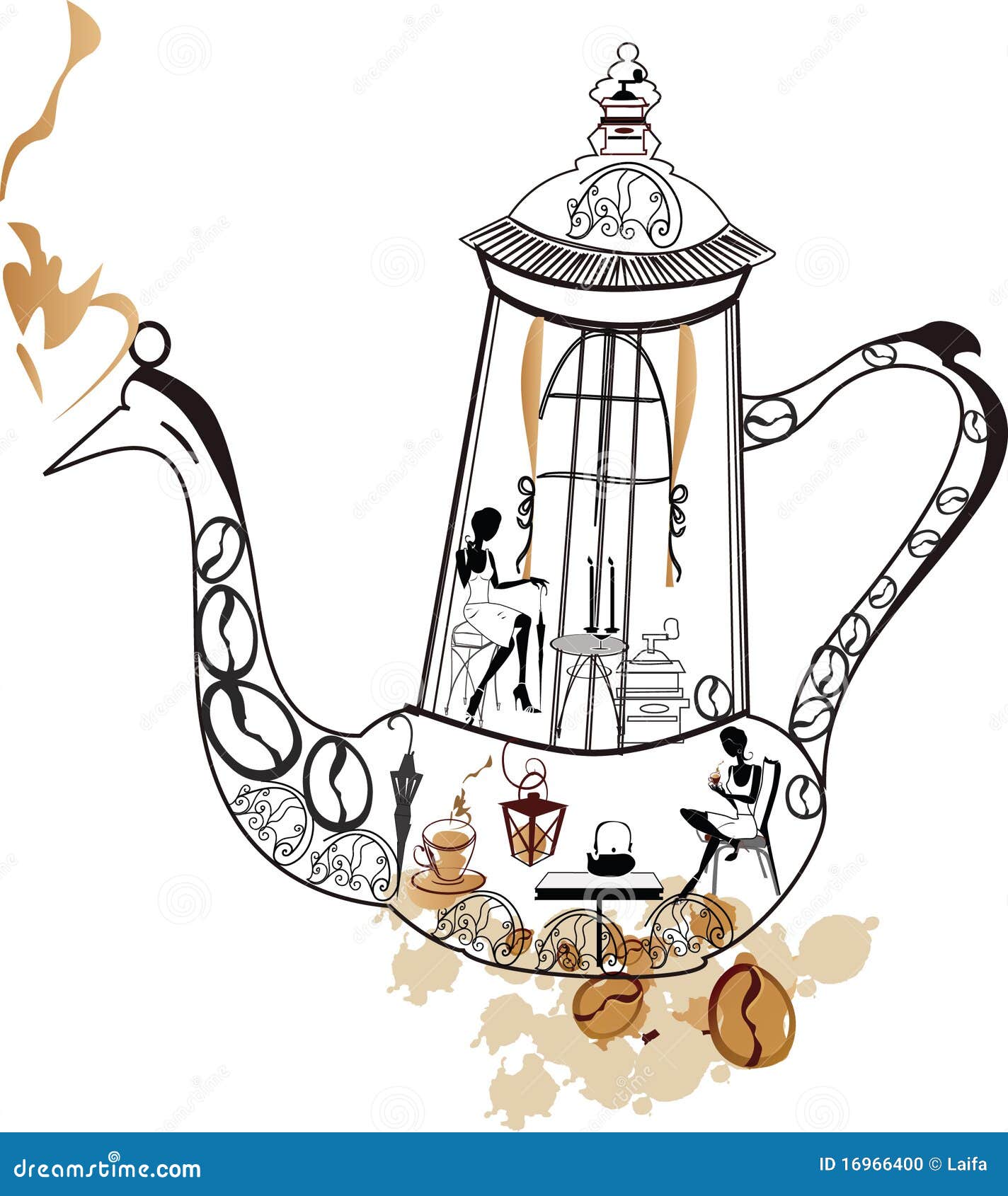 Coffee-pot stock vector. Illustration of chocolate, interior - 16966400