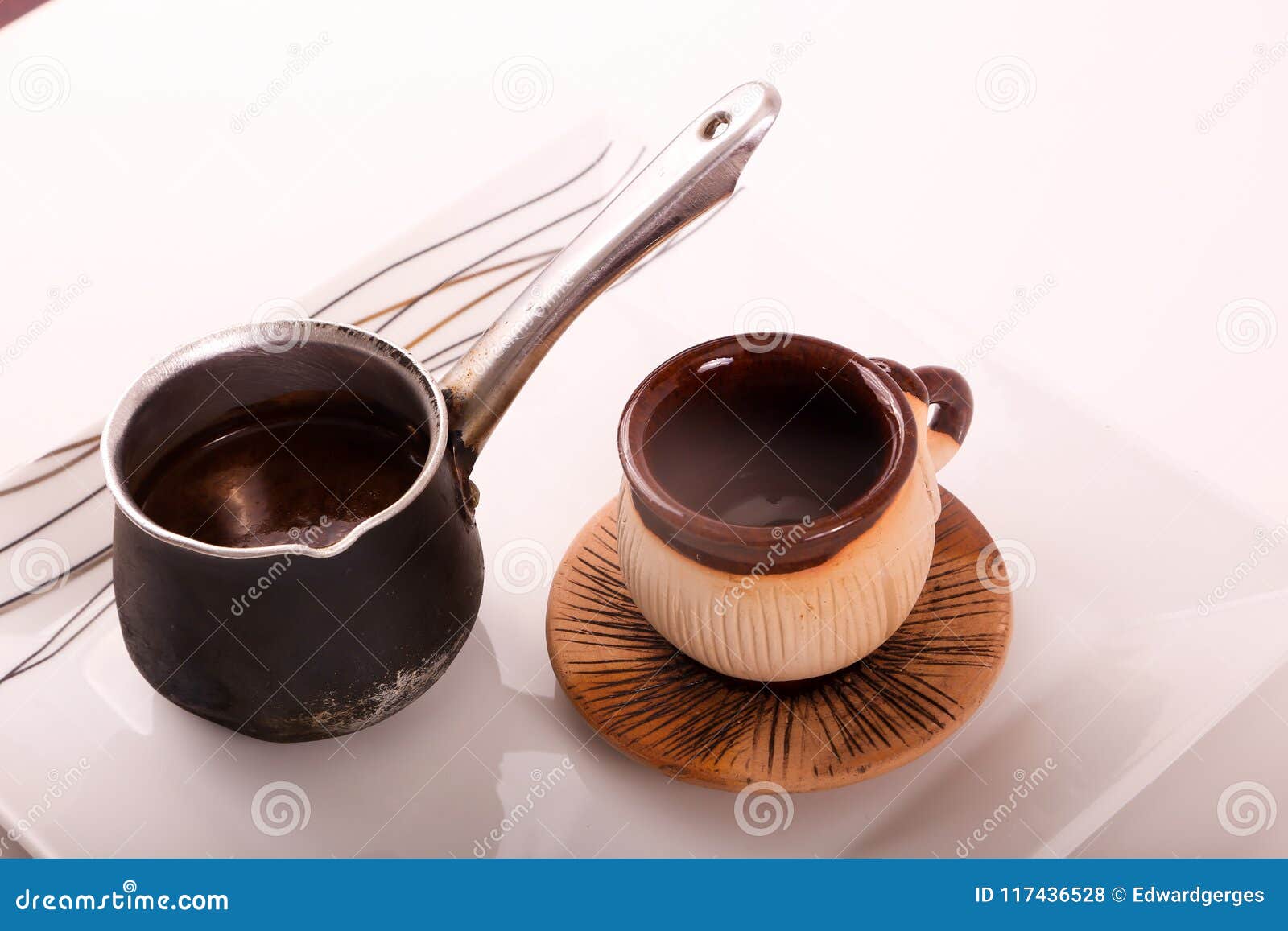 Coffee pot and cup stock photo. Image of middle, beverage - 117436528