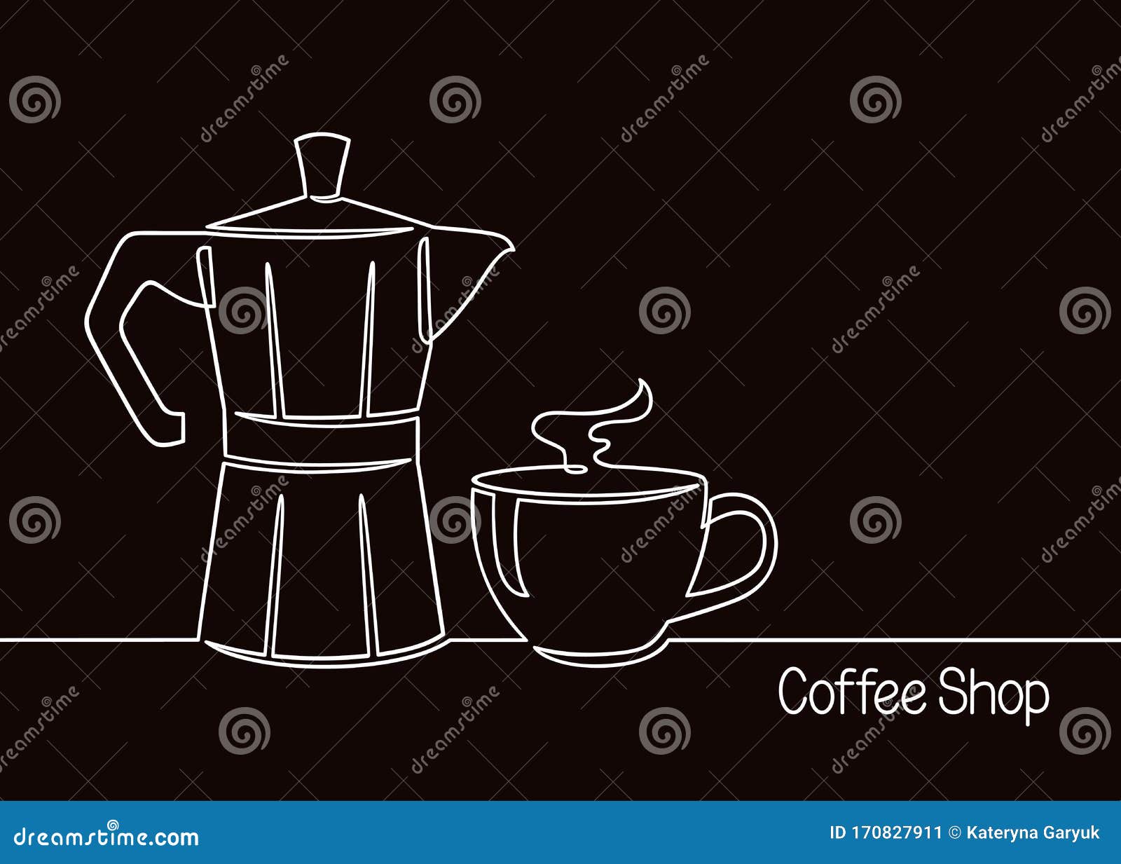Coffee Pot and Cup Line Art Stock Vector - Illustration of break, menu ...