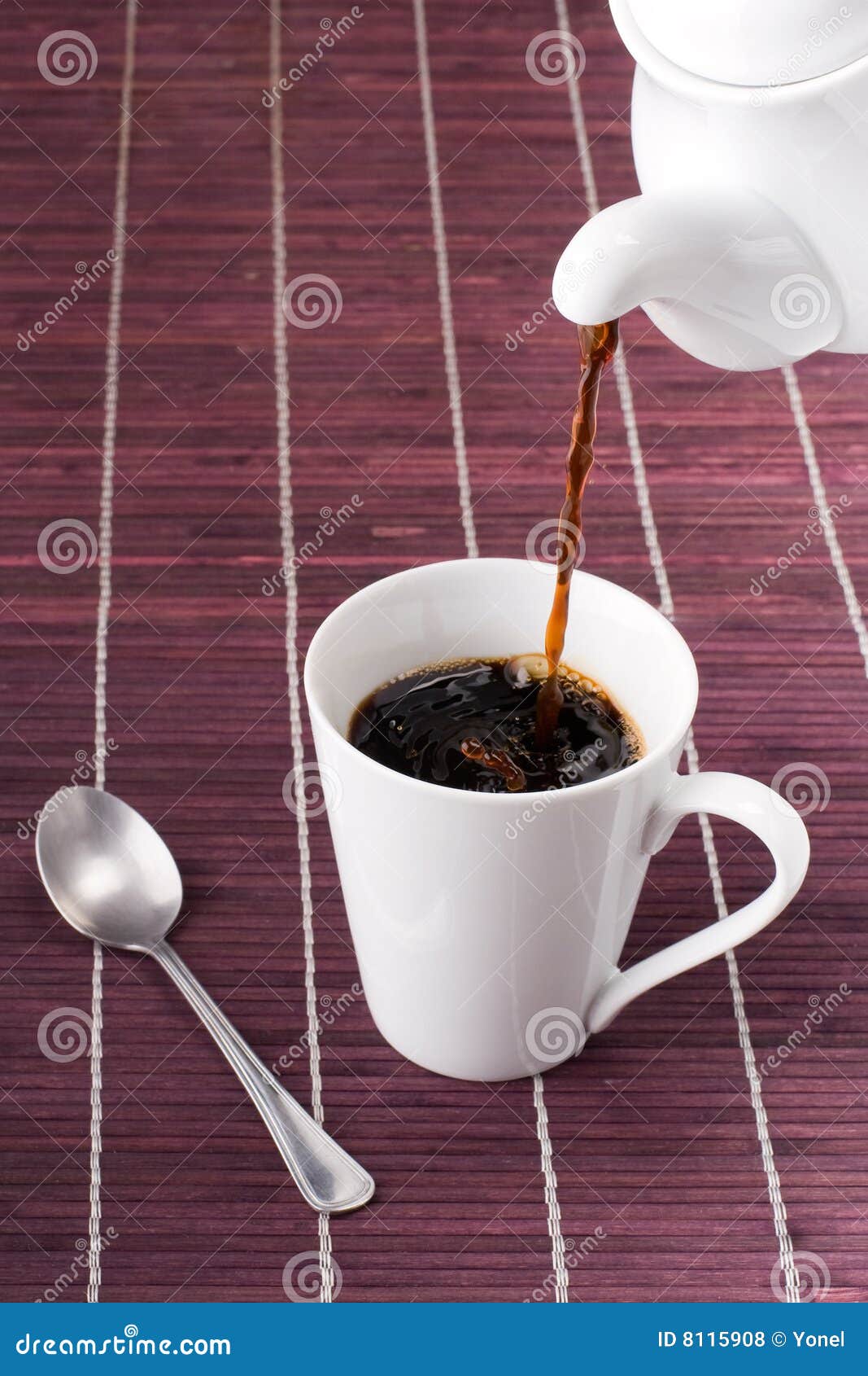 Coffee pouring in to mug stock photo. Image of droplet - 8115908
