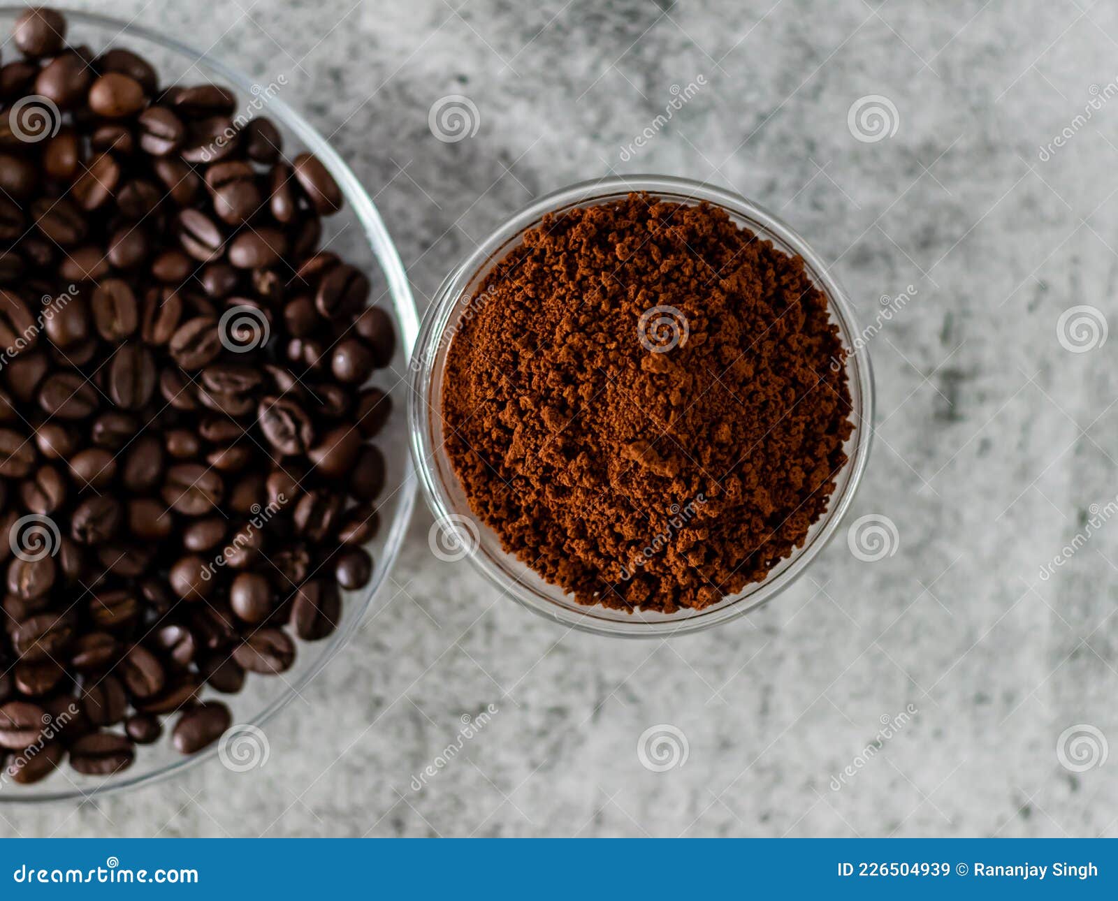 Coffee Powder in Bowl with Defoused Beans in Saucer Stock Image - Image ...