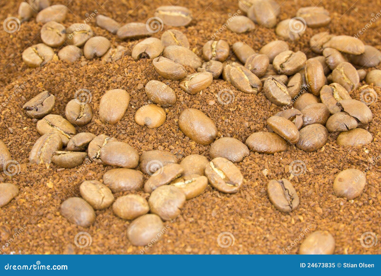 Coffee Powder with Coffee Beans Stock Image - Image of morning, beans ...