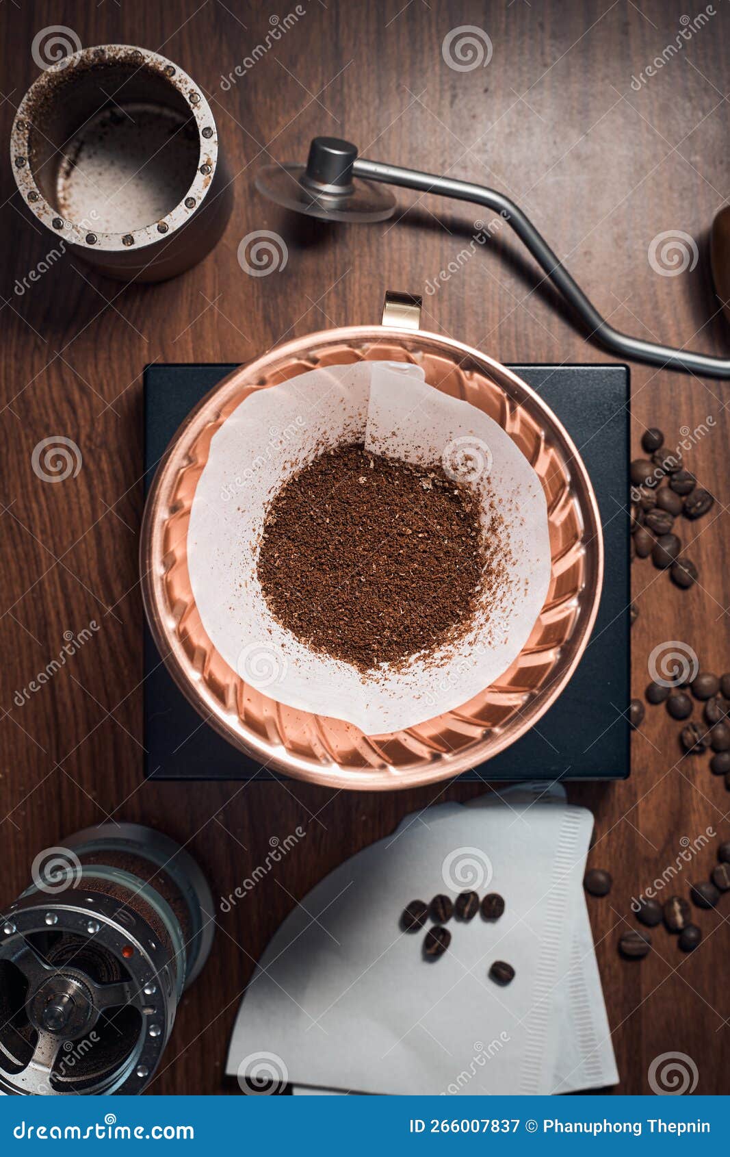 Coffee Powder in the Dripper for Make Coffee Stock Image - Image of ...