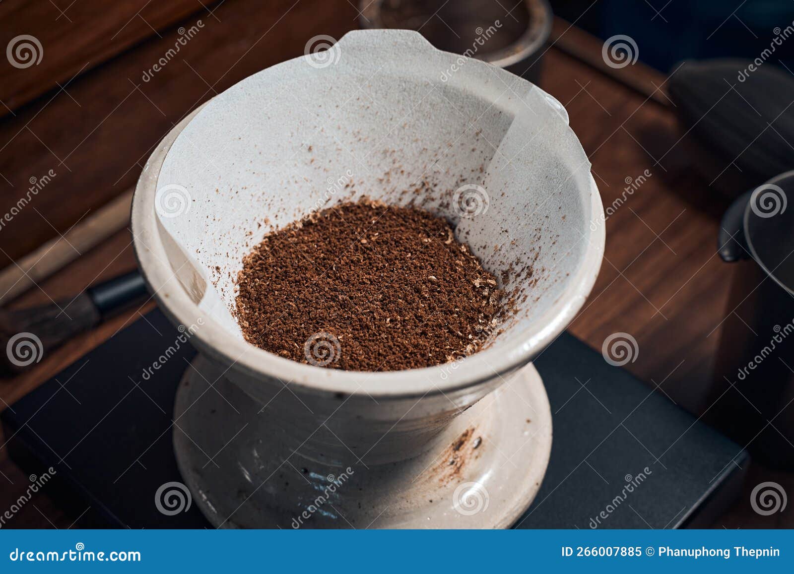Coffee Powder in the Dripper for Make Coffee Stock Image - Image of ...