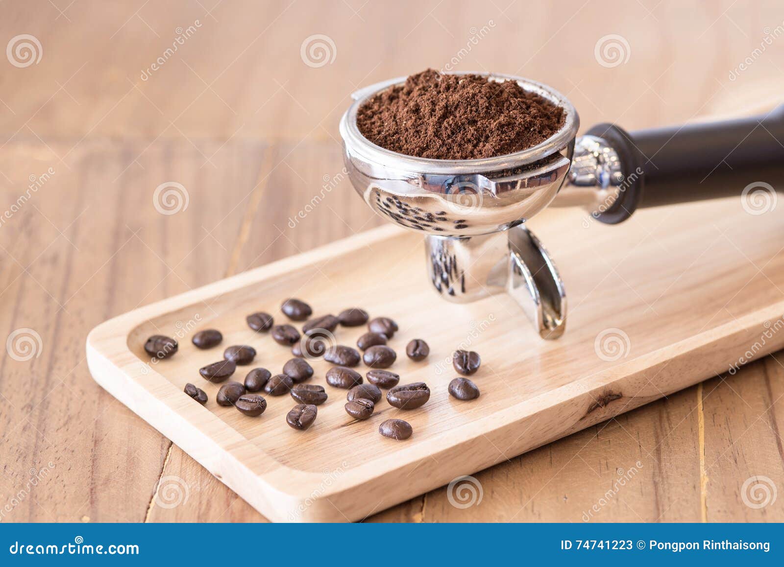 Espresso Filter Holder For Coffee Machine On Black Slate Stone Plate ...