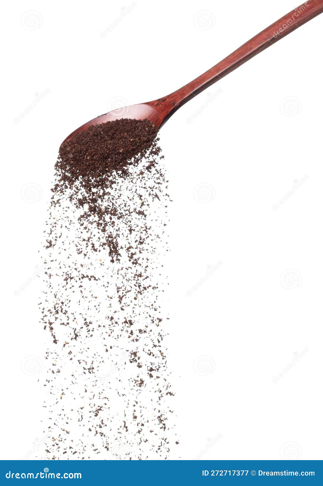 Coffee Powder Fall Down Pour in Wooden Spoon, Coffee Crushed Float ...