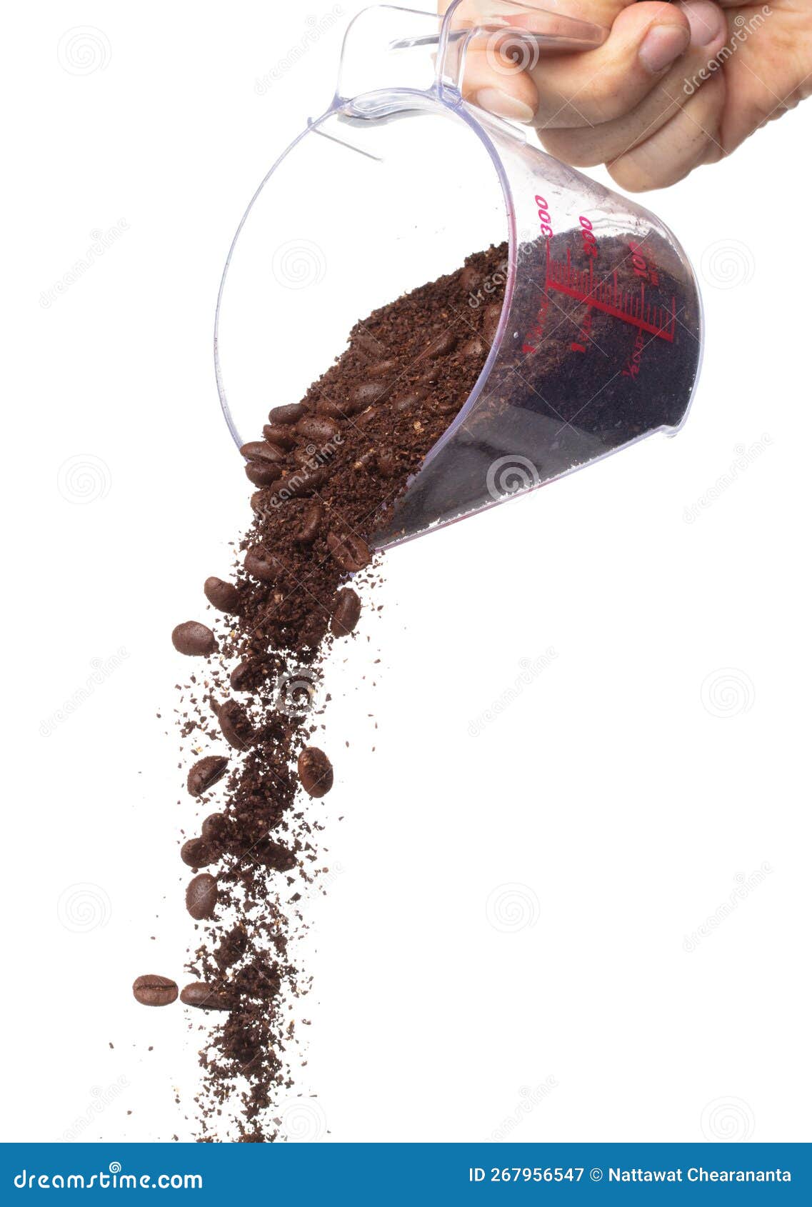 Coffee Powder Mix Bean Fall Down Pour in Measured Cup, Coffee Crushed ...