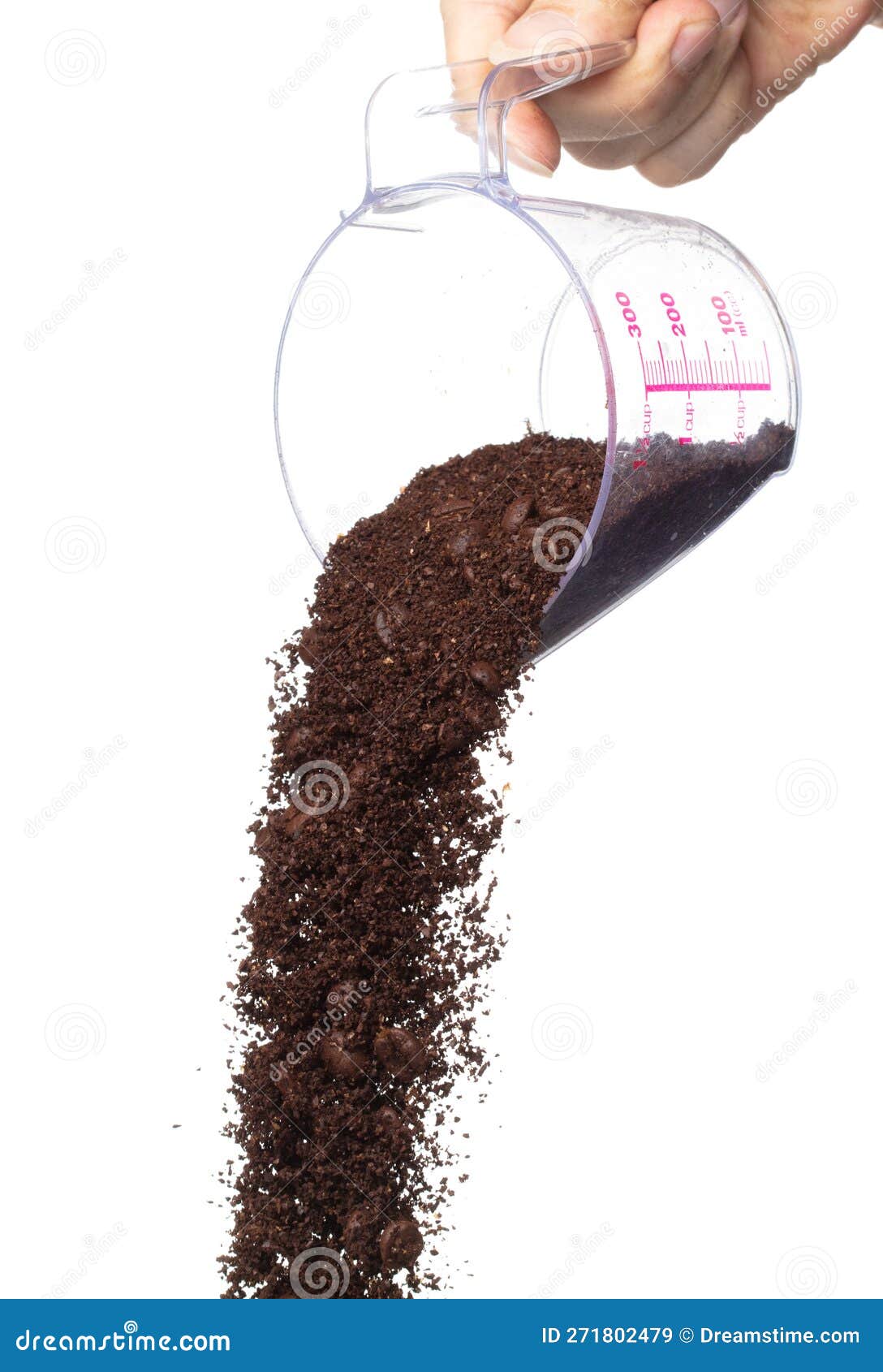 Coffee Powder Mix Bean Fall Down Pour in Measured Cup, Coffee Crushed ...