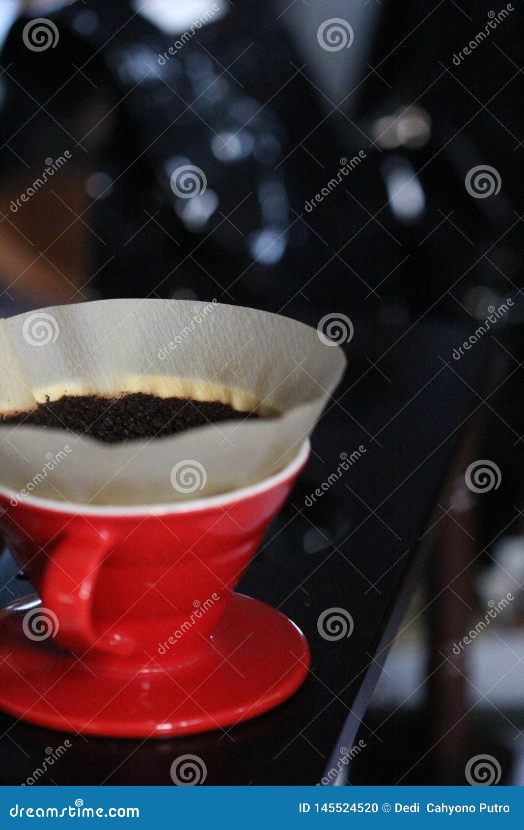 Coffee Powder that Will Be Brewed with a Red Cup Stock Photo - Image of ...