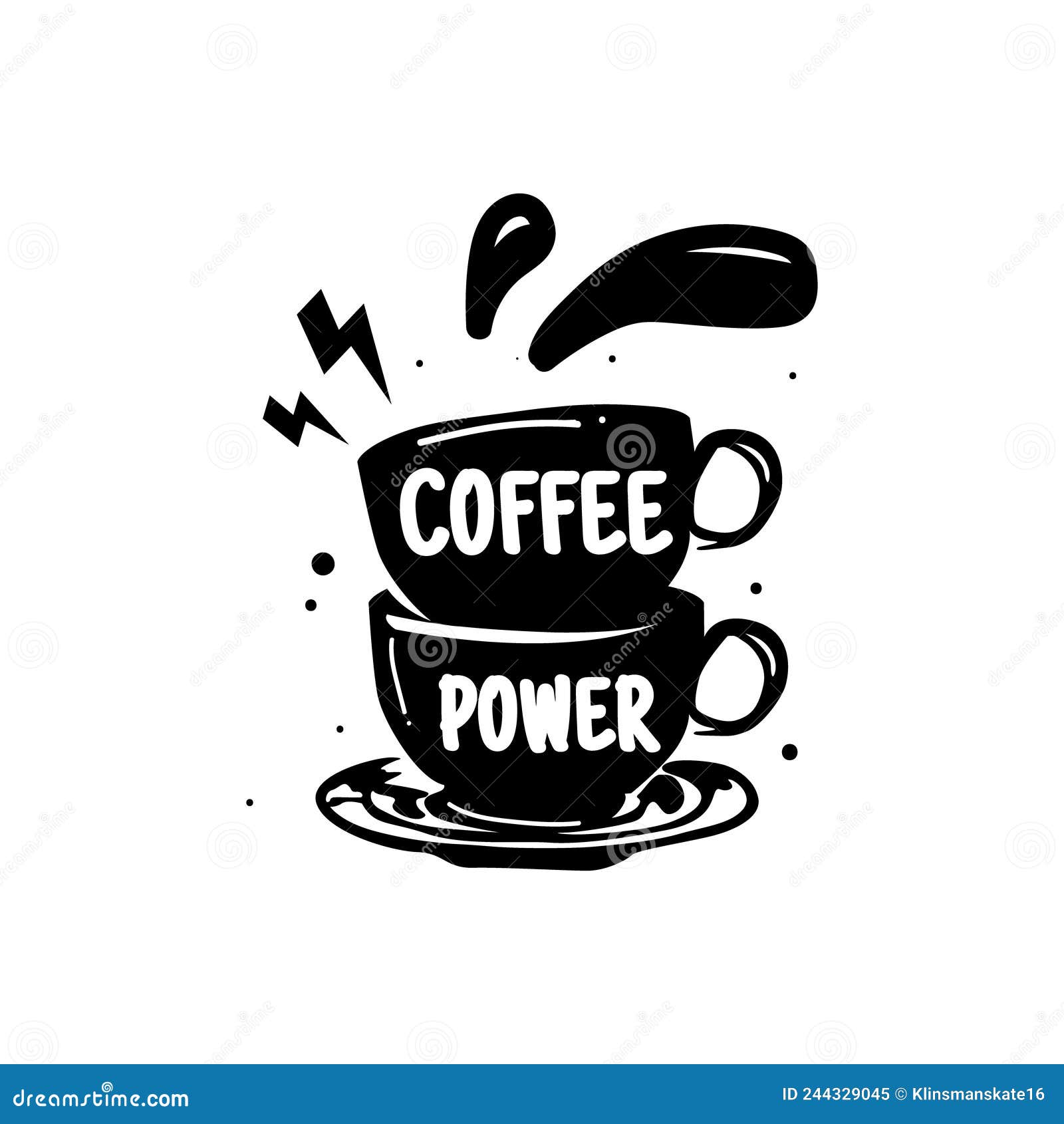 Coffee Power Lettering Quotes Design Vector Stock Vector - Illustration ...