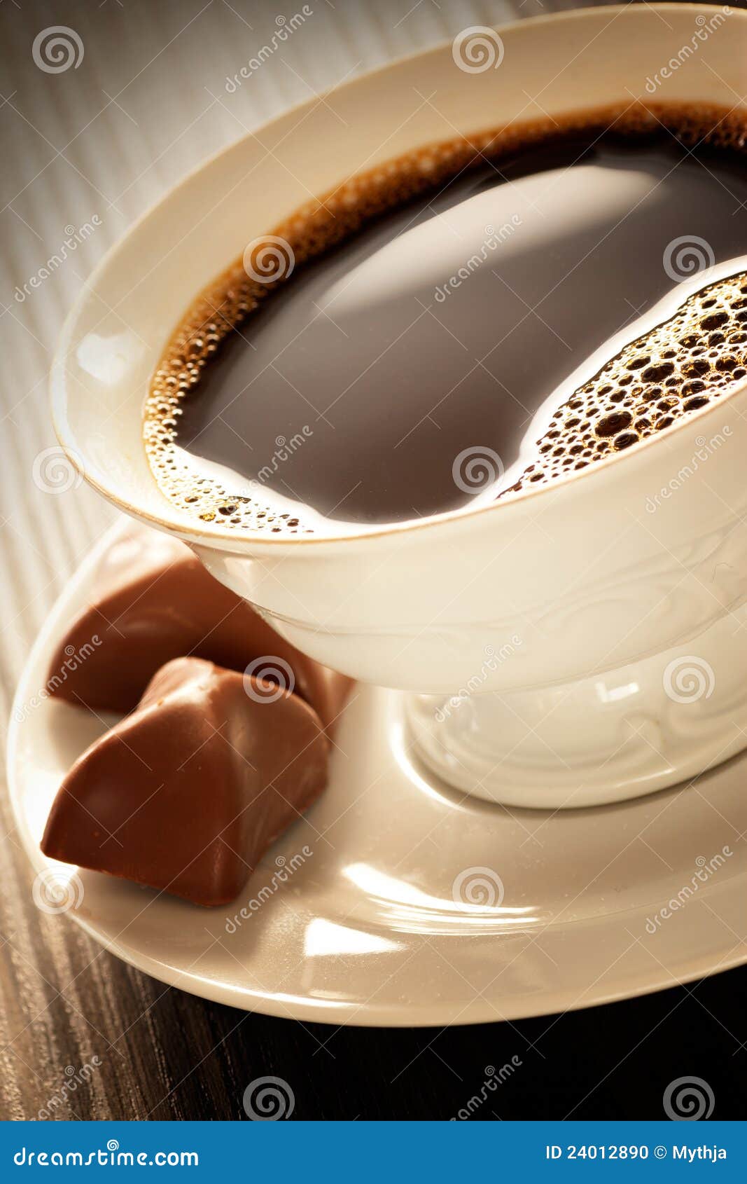 Coffee with pralines stock photo. Image of beam, chips - 24012890