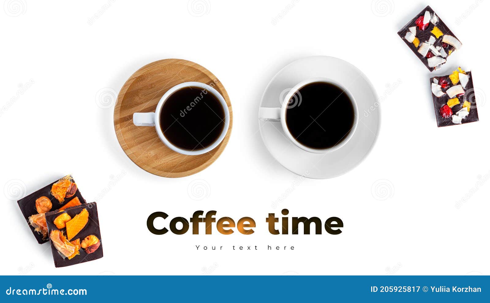 Coffee and Raw Chocolate on a White Background. Long Header Banner ...