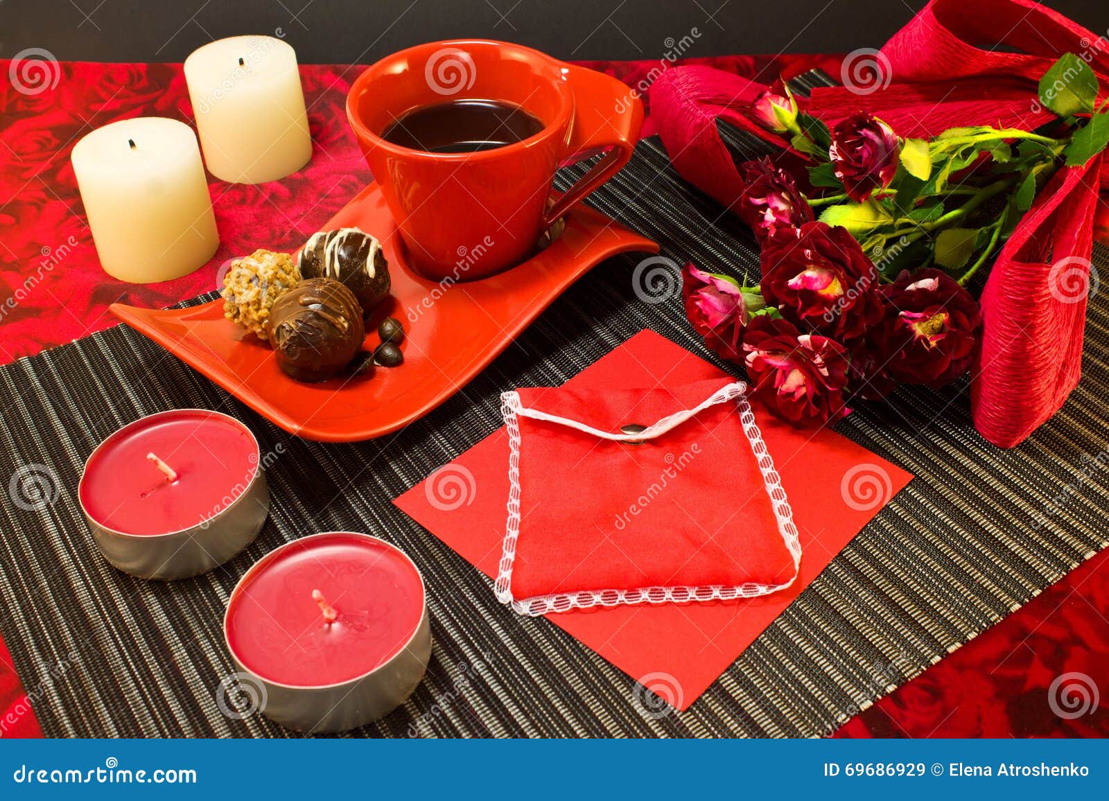 Coffee in Red Cup with Gift Envelope Stock Image - Image of cafe, event ...