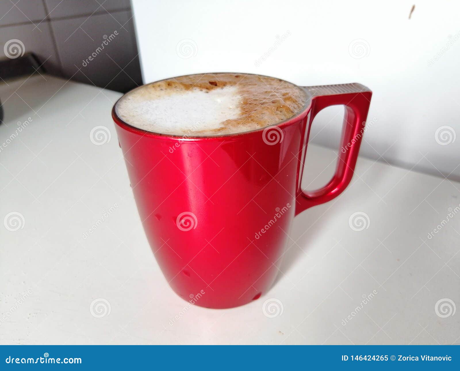Coffee in red cup stock image. Image of coffee, drink - 146424265