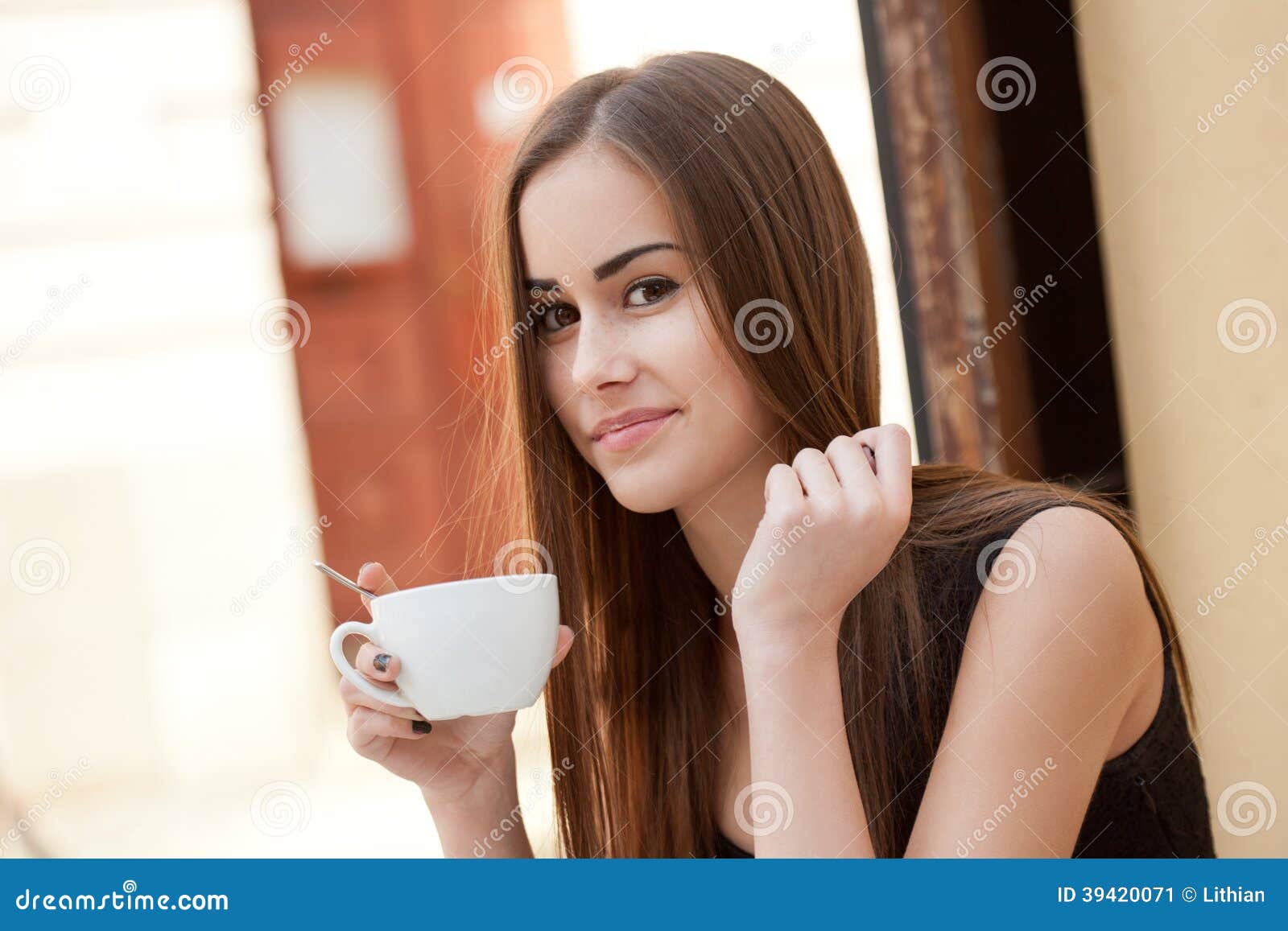 Coffee refreshment. stock image. Image of female, coffee - 39420071