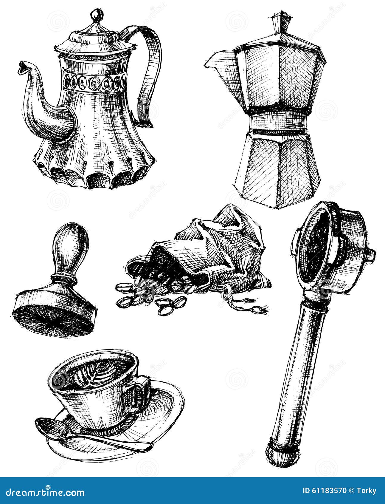 Coffee Related Objects Collection Stock Vector - Illustration of shop ...