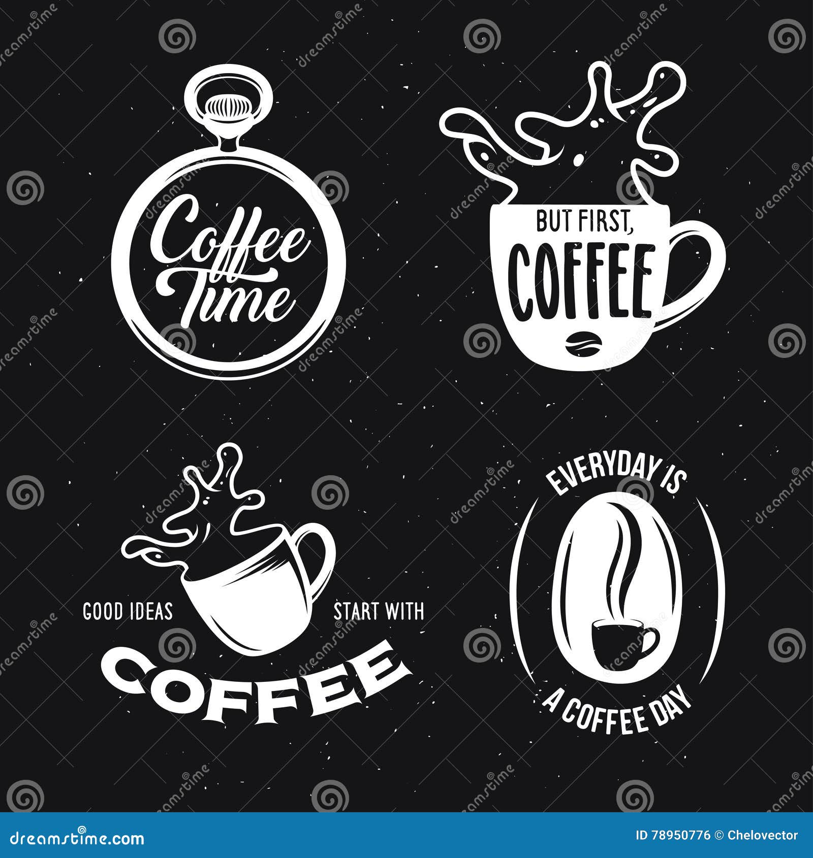 Coffee Related Quotes Set. Vector Vintage Illustration. Stock Vector ...