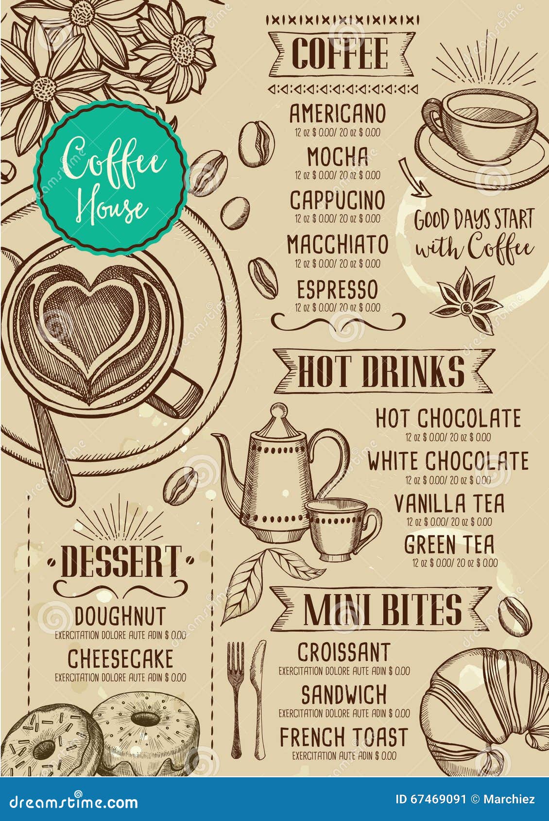 Coffee Restaurant Cafe Menu, Template Design. Stock Vector ...
