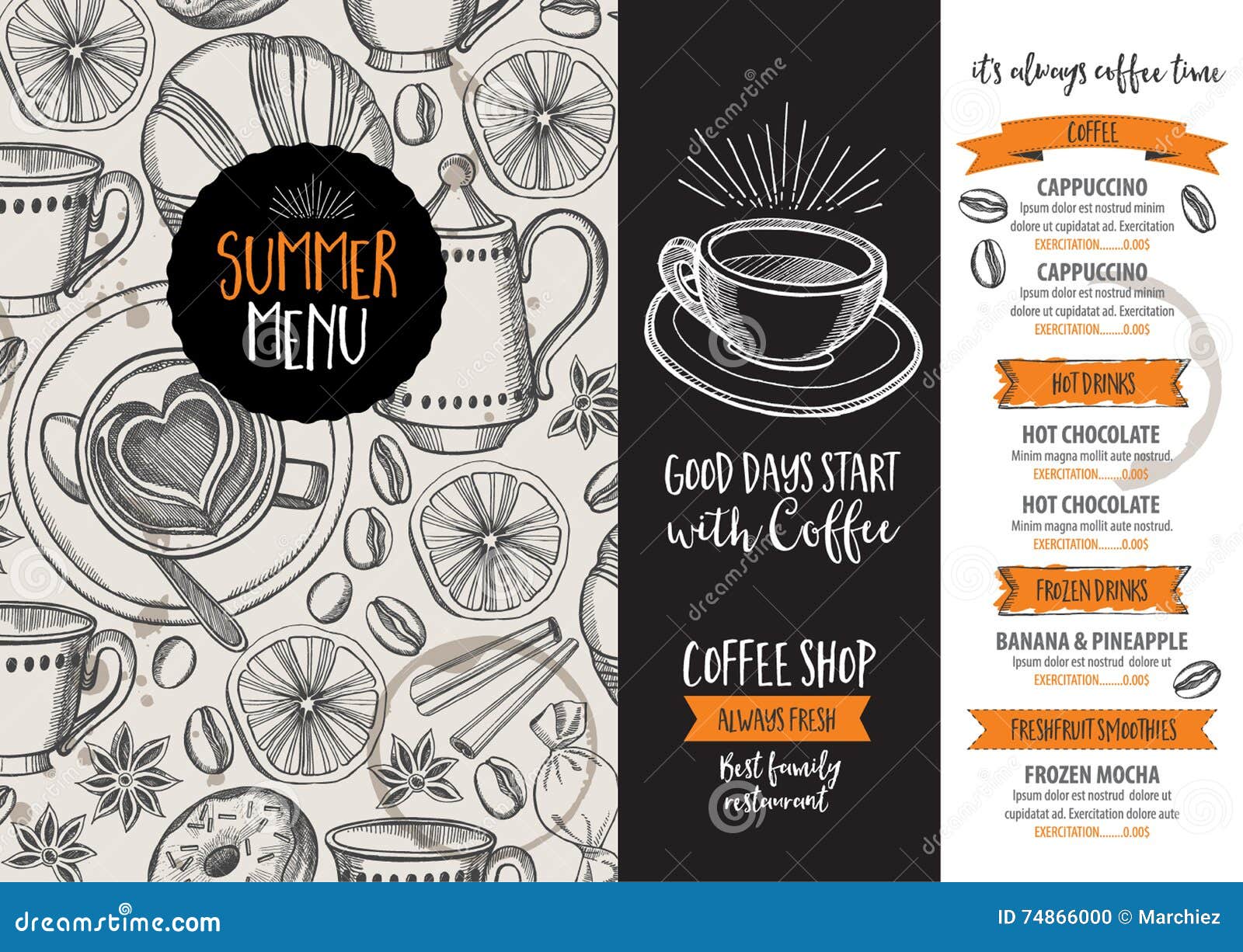 Coffee Restaurant Cafe Menu, Template Design. Stock Illustration ...