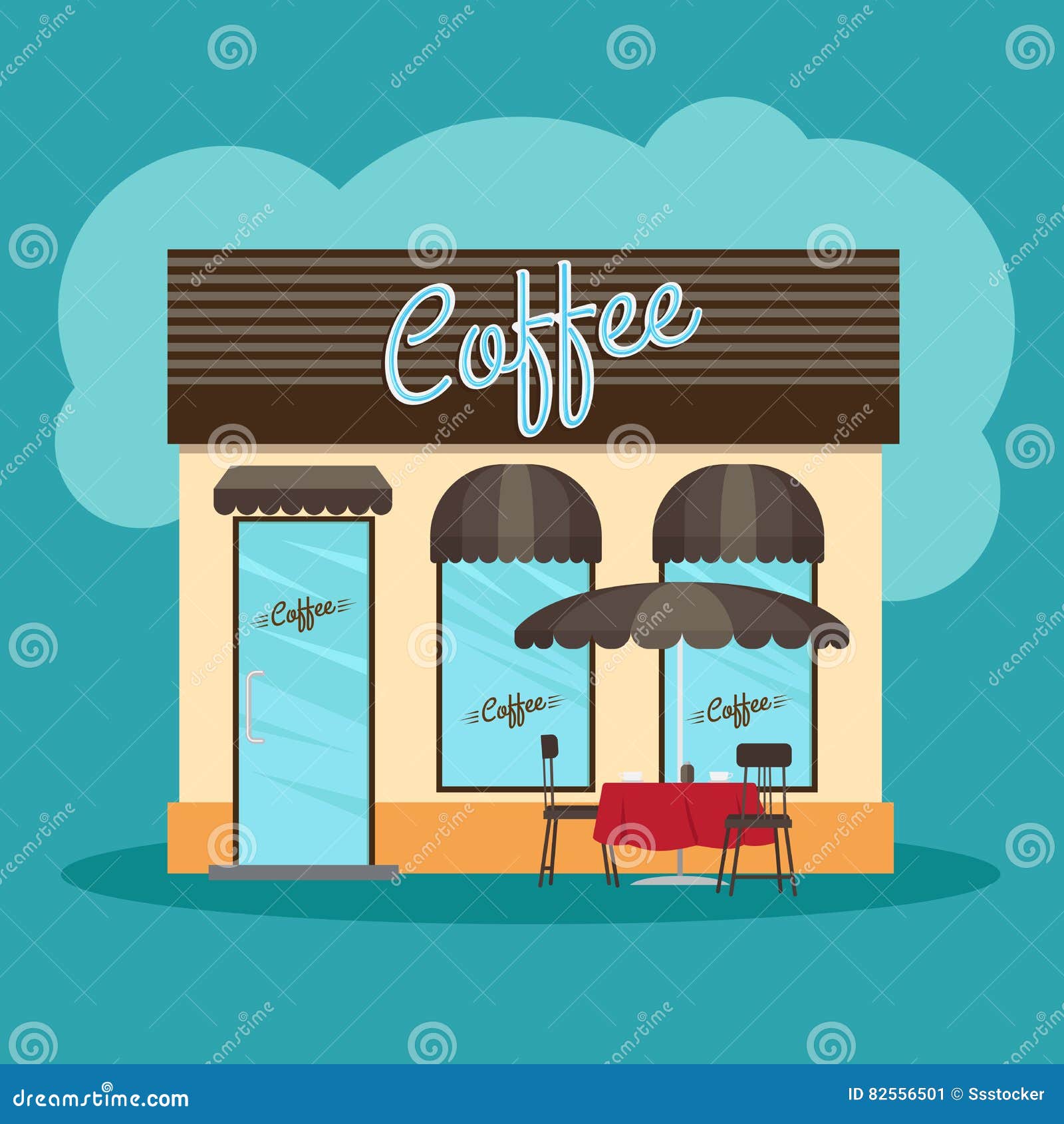 Coffee restaurant front stock vector. Illustration of architecture ...