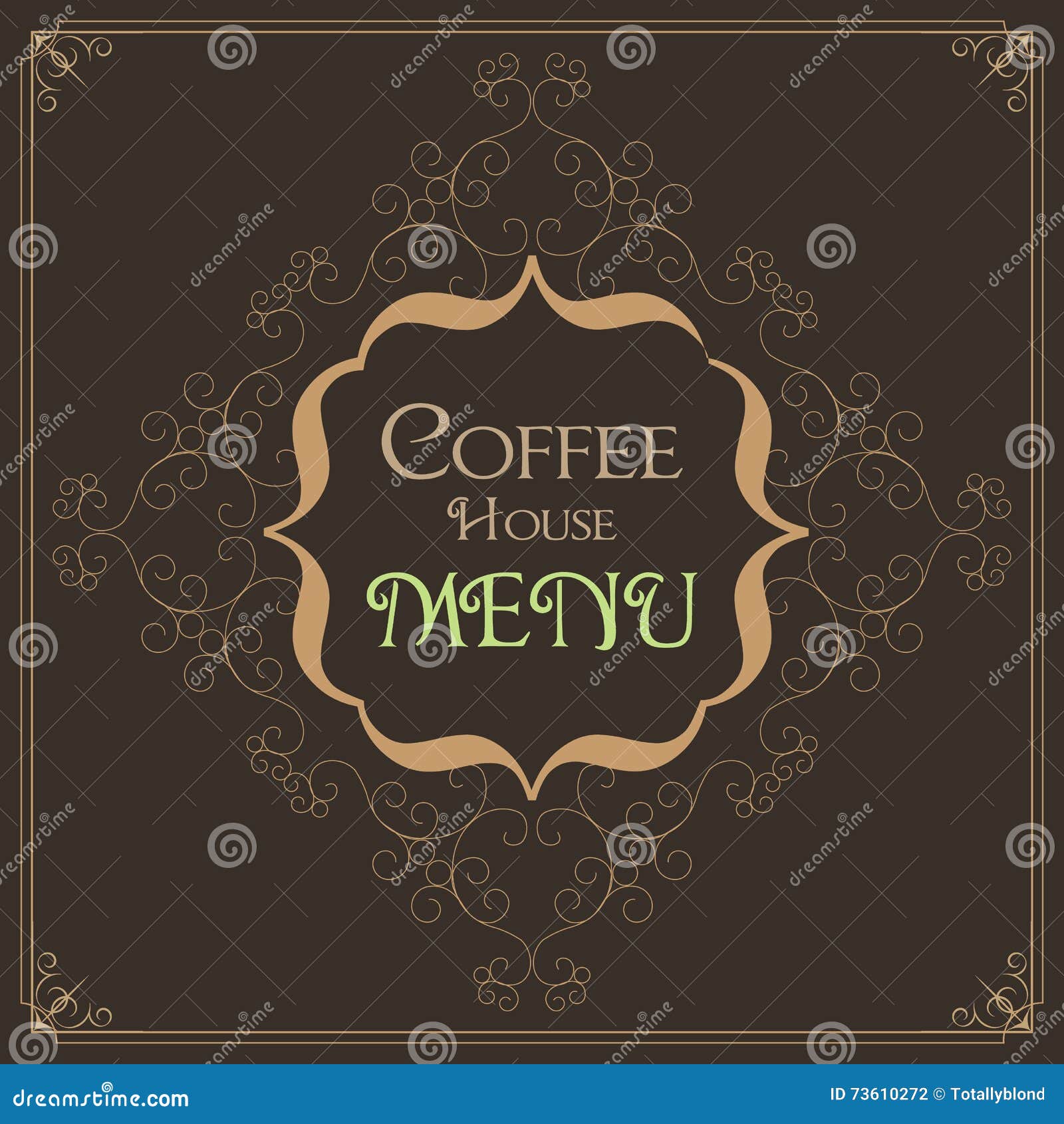 Coffee Retro Design Wit Florish Border Stock Vector - Illustration of ...