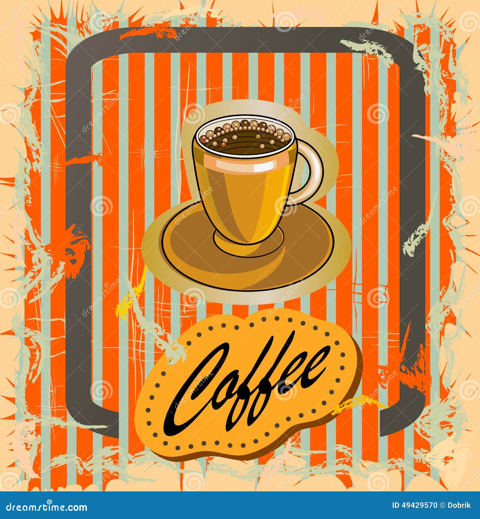 Coffee in retro style stock vector. Illustration of stain - 49429570