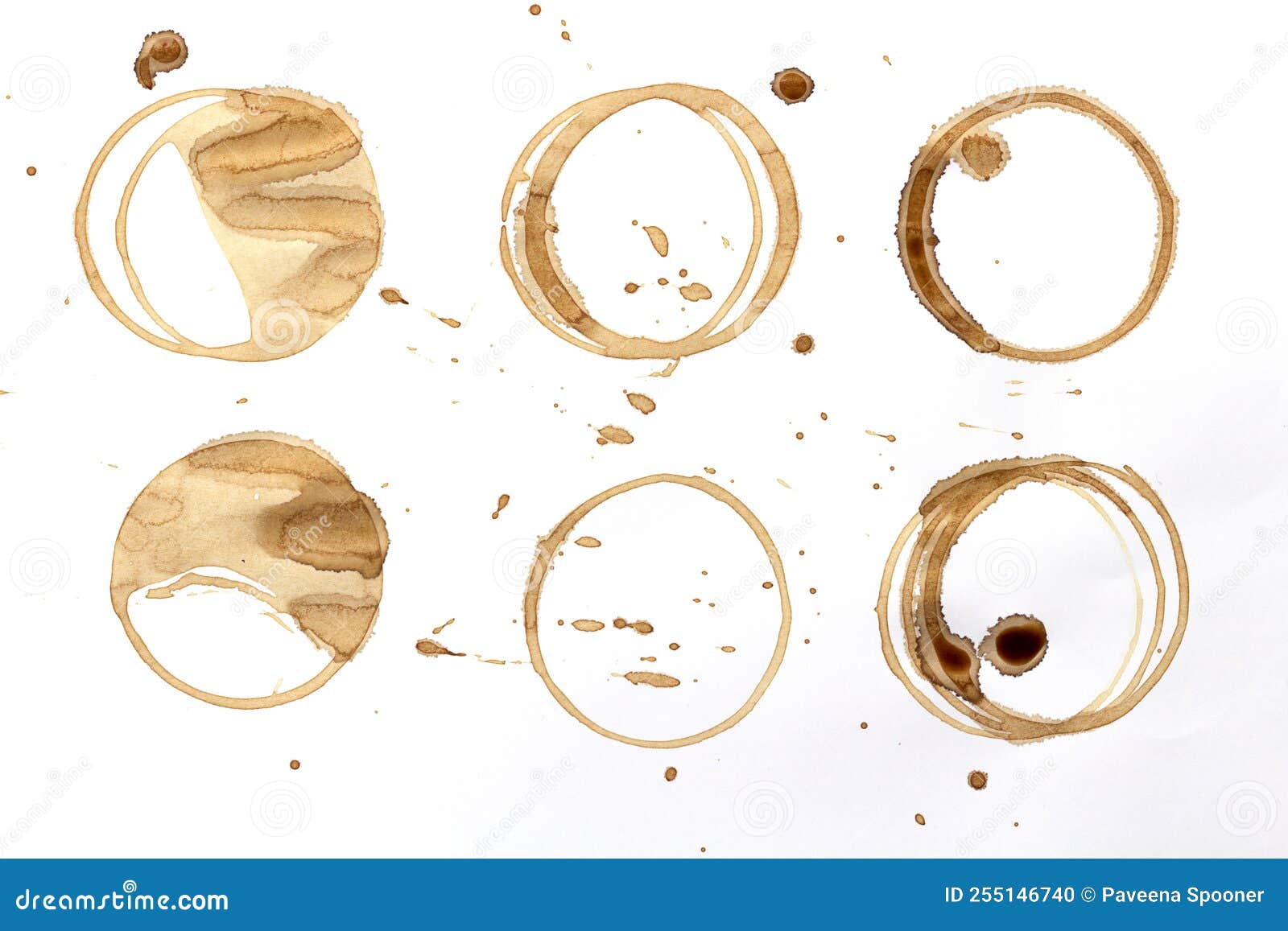 Coffee Ring, Brown Stains, Coffee Cup Marks on White Background Stock ...