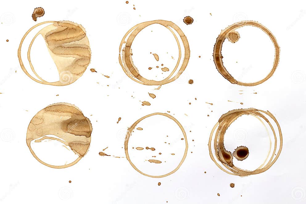 Coffee Ring, Brown Stains, Coffee Cup Marks on White Background Stock ...