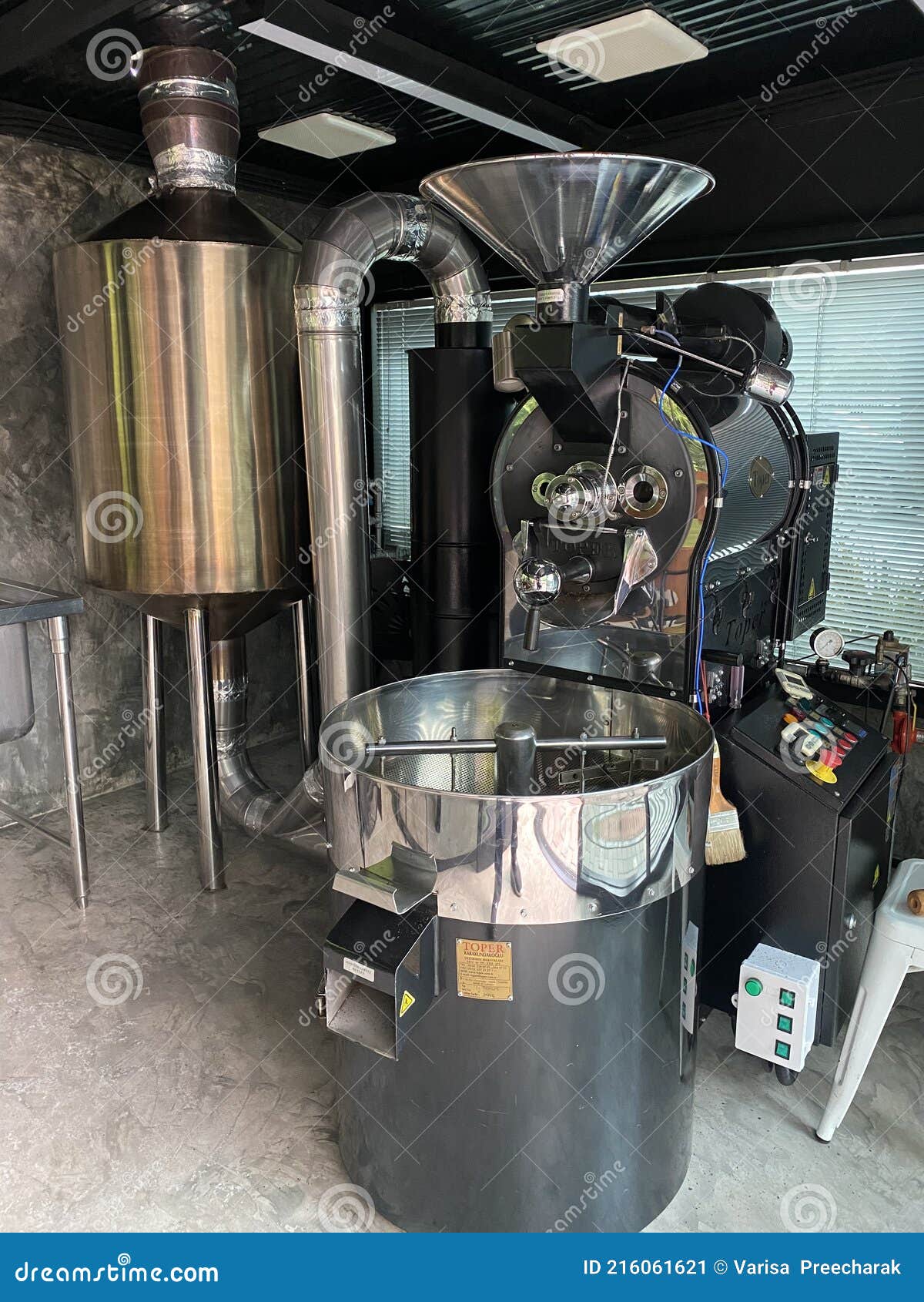 Coffee roaster machine stock image. Image of industry - 216061621