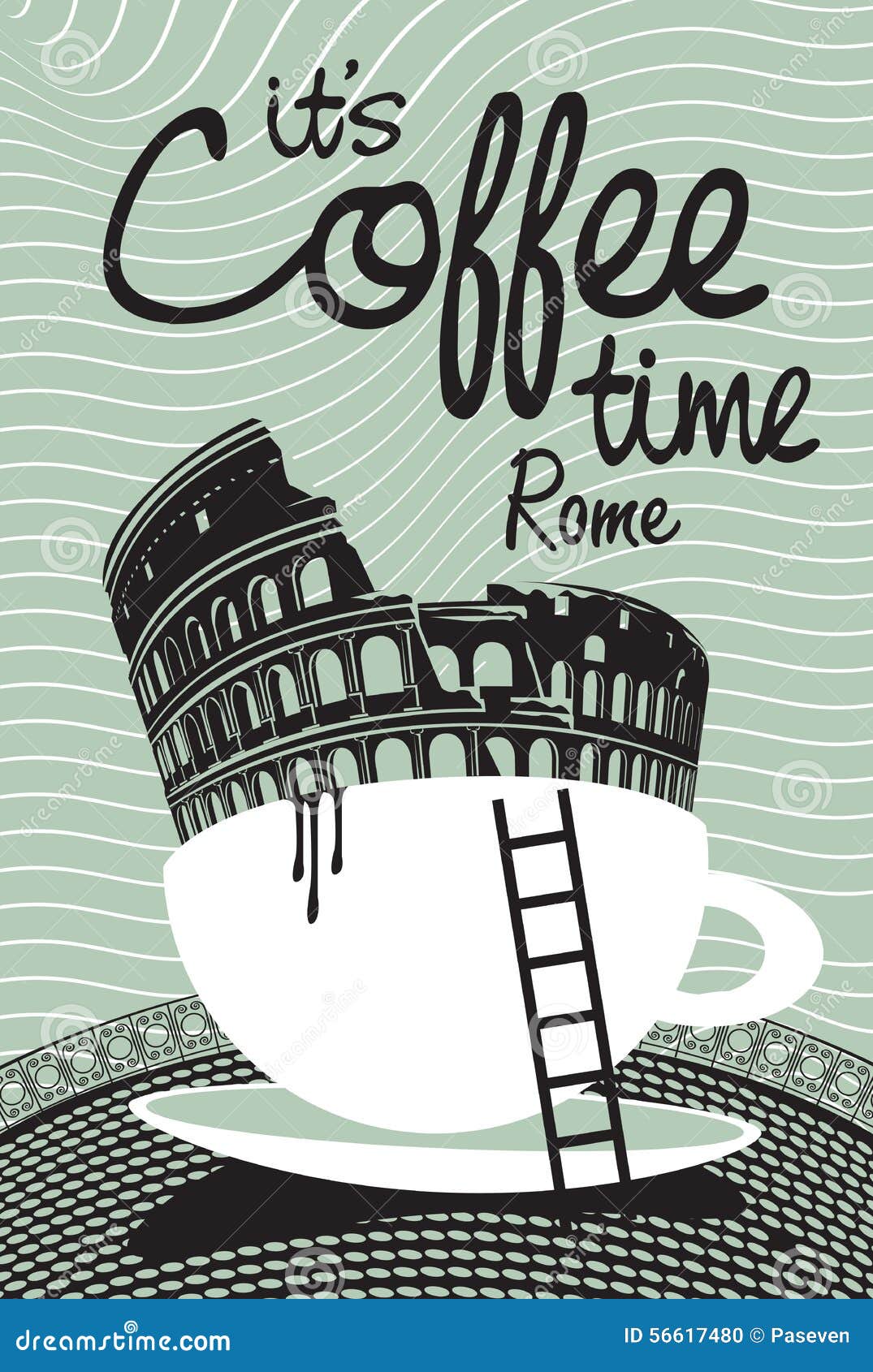 Coffee rome stock vector. Illustration of inscription - 56617480