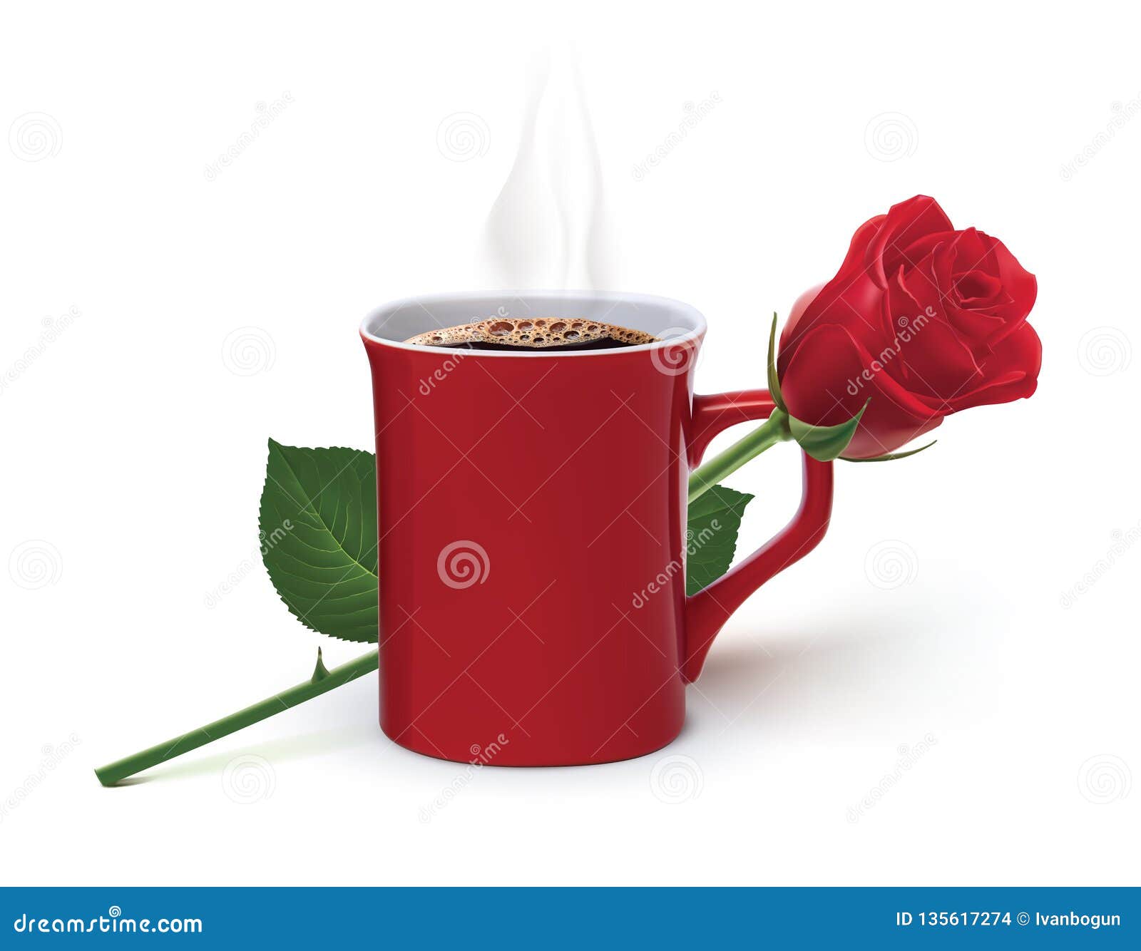 Coffee and rose. Realistic stock illustration. Illustration of coffee ...