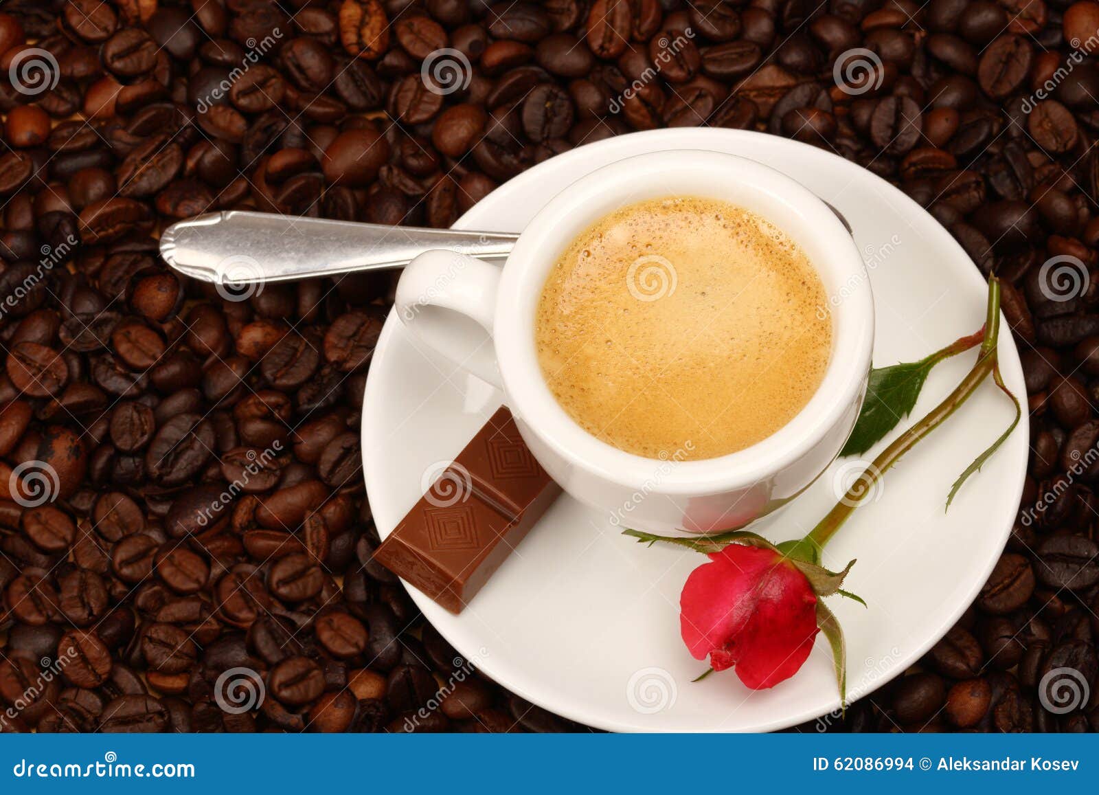 Coffee with rose stock photo. Image of love, fresh, breakfast - 62086994