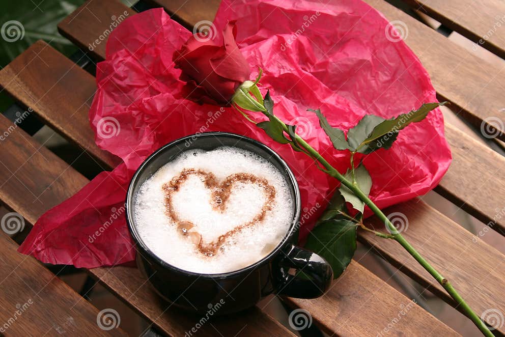 Coffee and roses stock photo. Image of latte, heart, rose - 519364