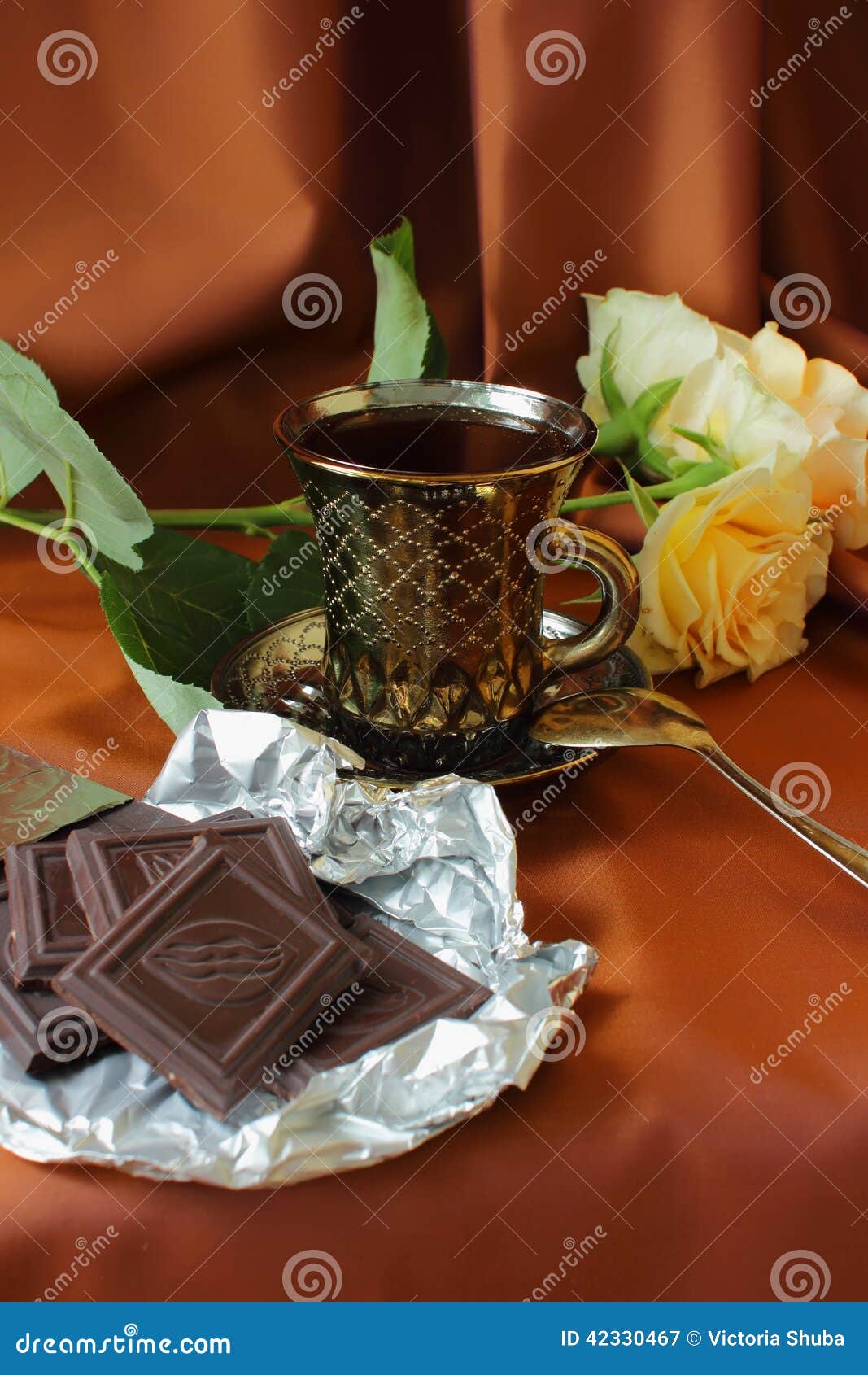 Coffee, Roses and Chocolate Stock Image - Image of stick, food: 42330467