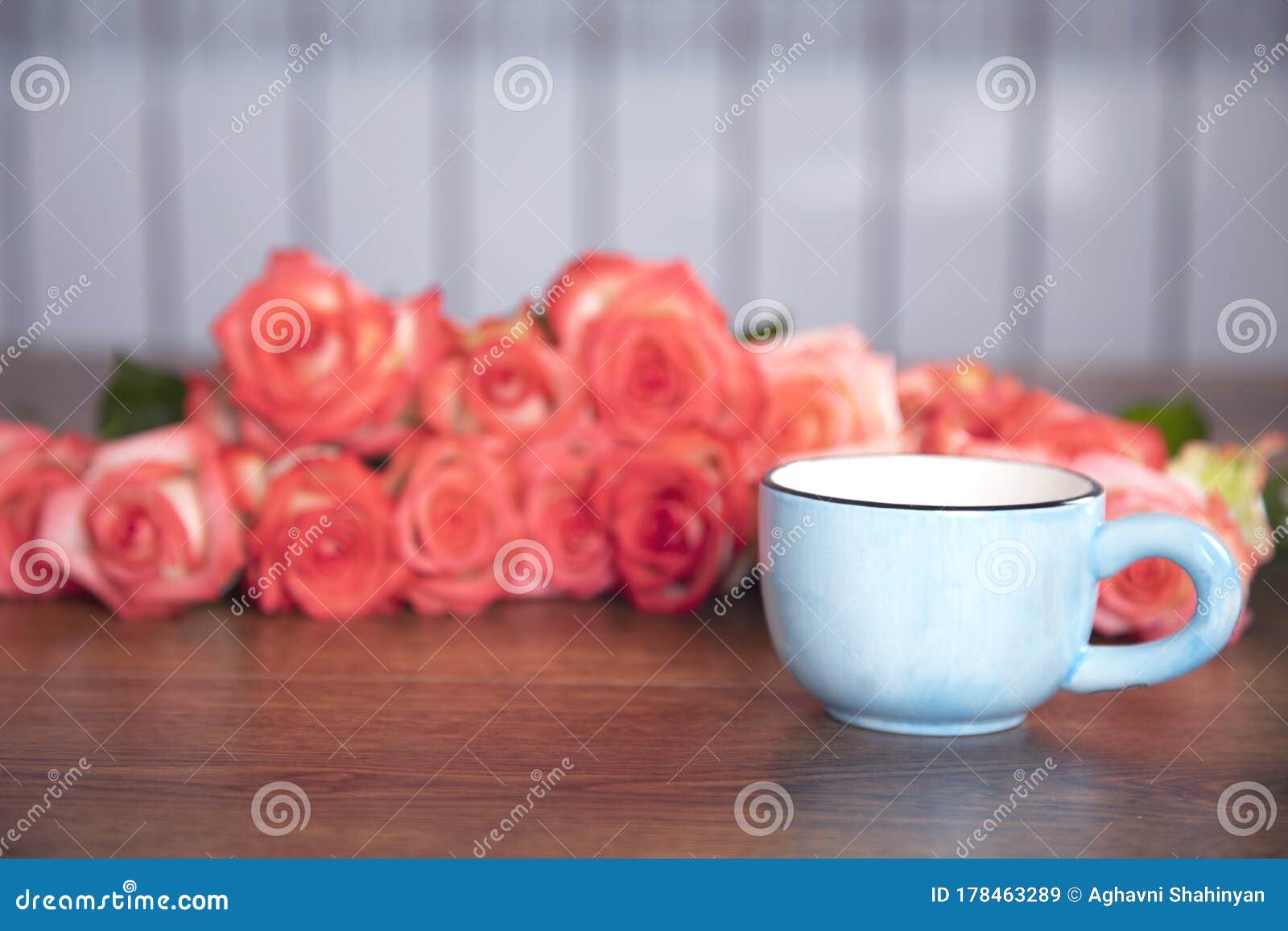 Coffee with roses stock image. Image of modern, beauty - 178463289