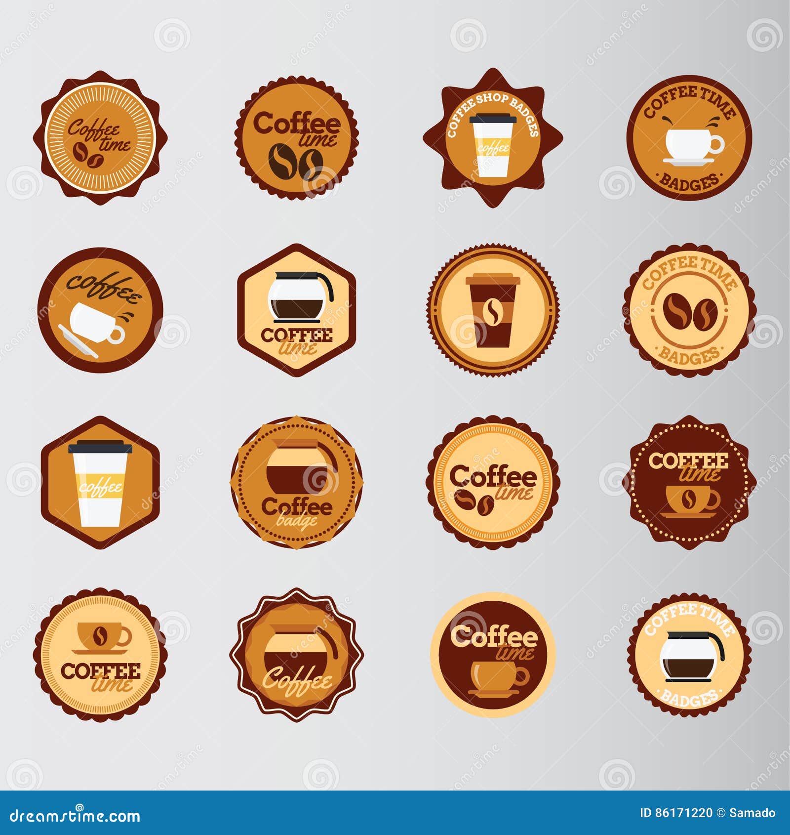 Coffee round stickers stock vector. Illustration of badges - 86171220