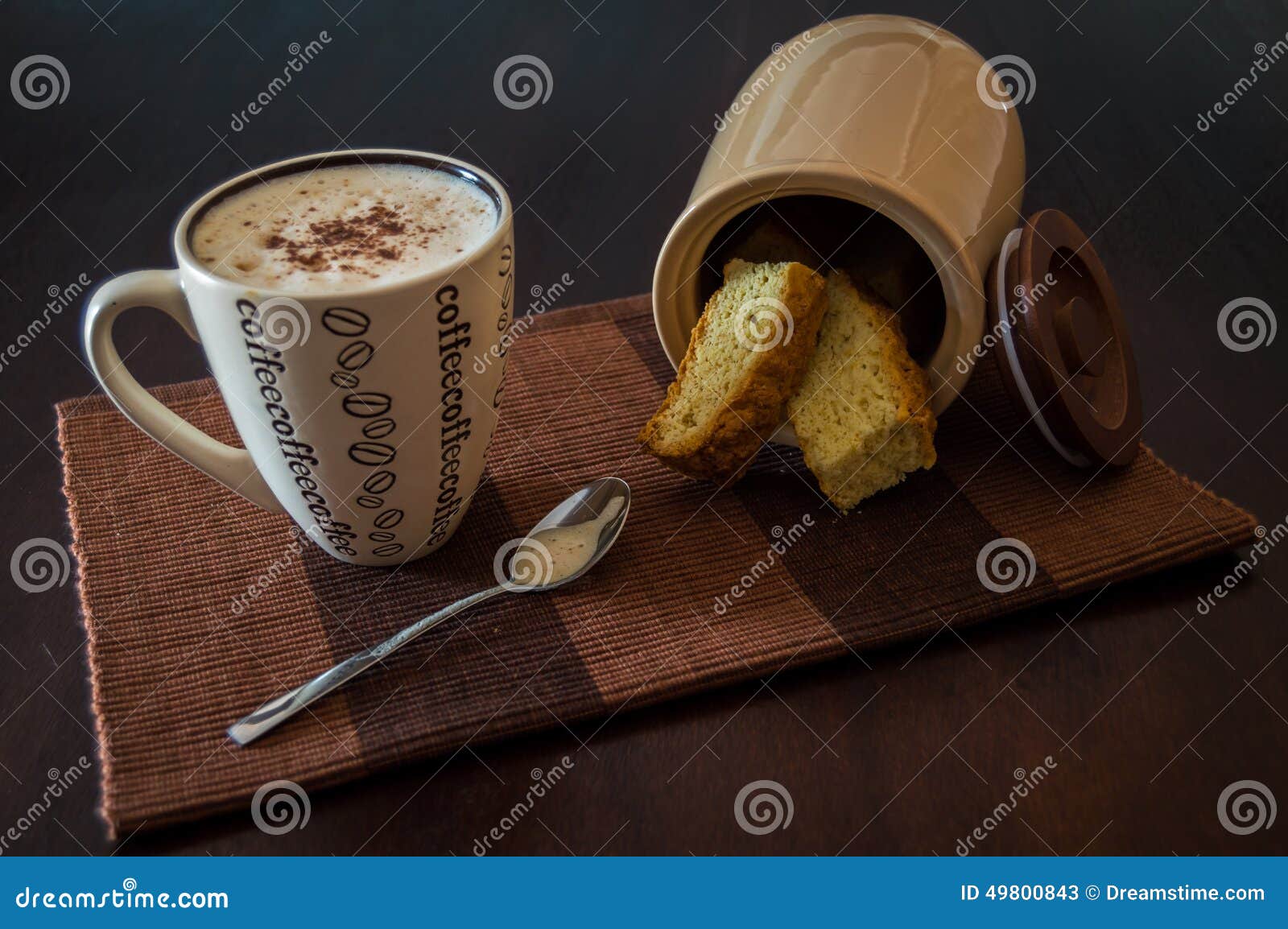 Coffee and Rusks stock image. Image of spoon, table, foam - 49800843