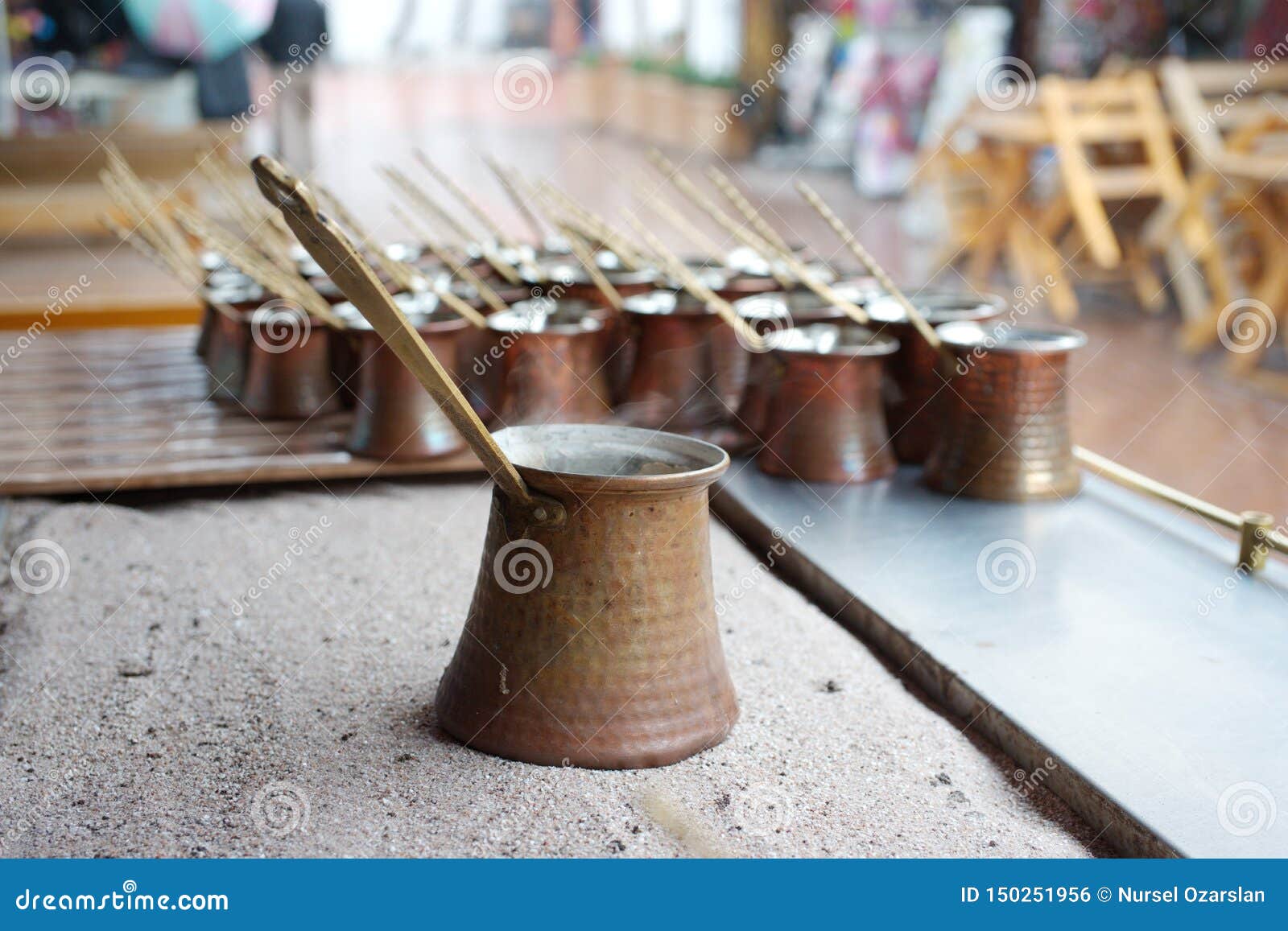 Coffee in the sand stock photo. Image of shop, drinker - 150251956
