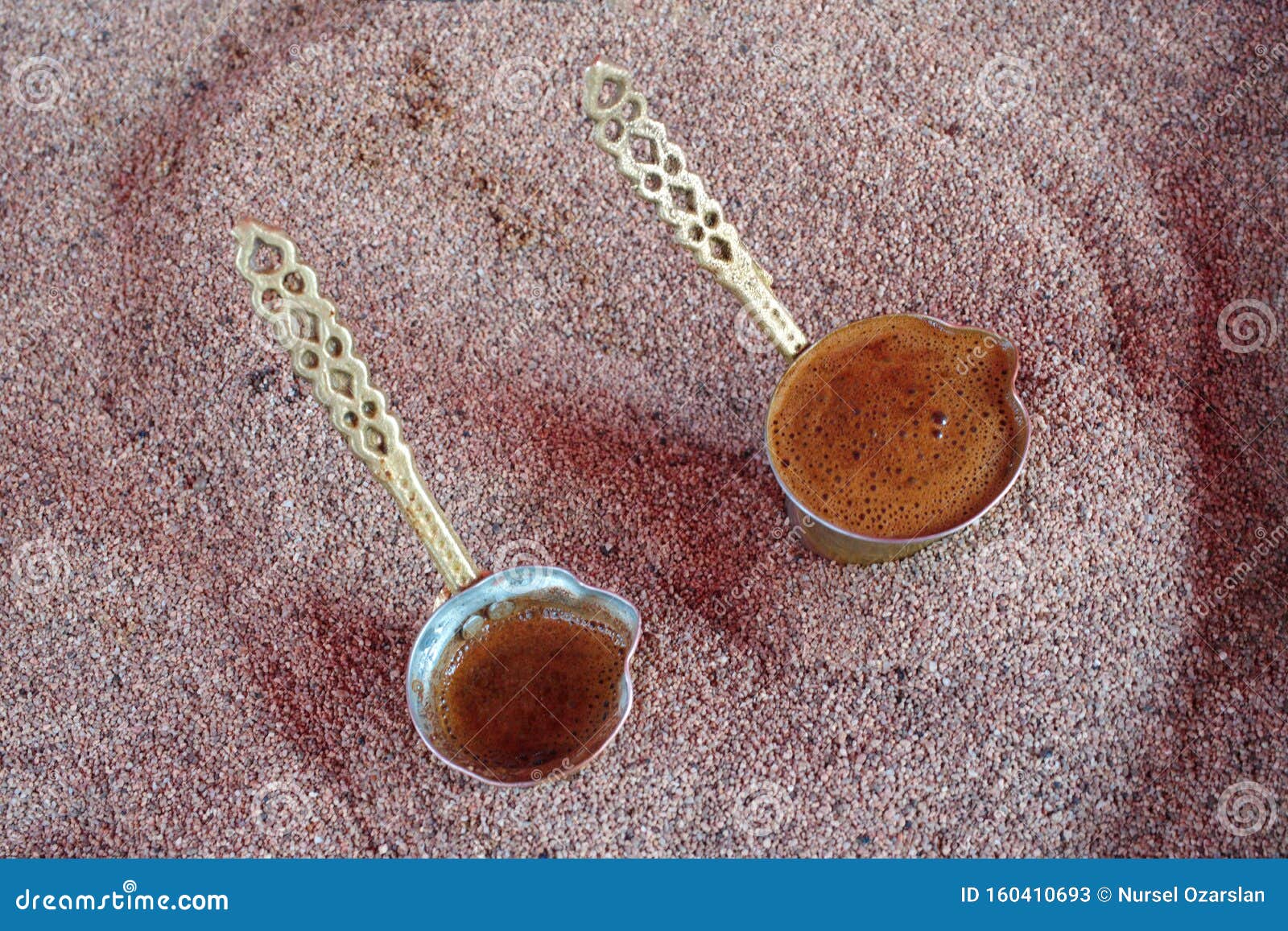 Coffee in the sand stock image. Image of machine, pleasure - 160410693