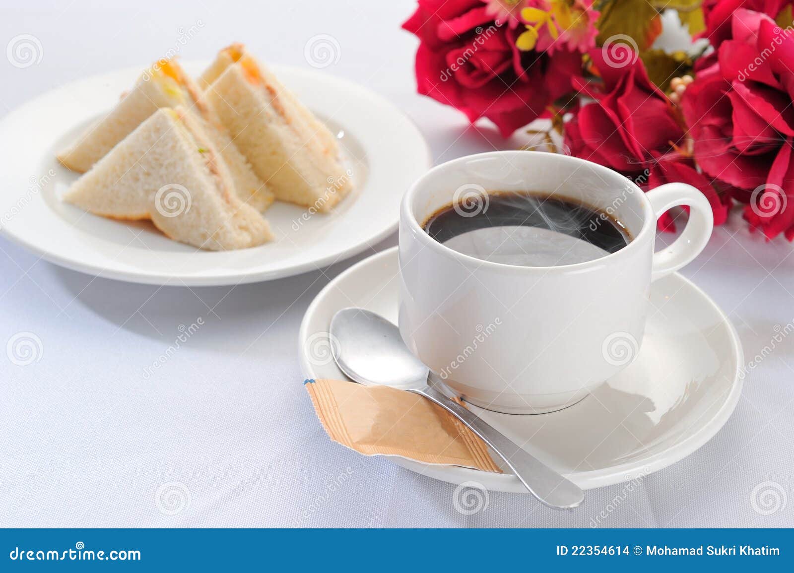 Coffee with sandwich stock photo. Image of breakfast - 22354614