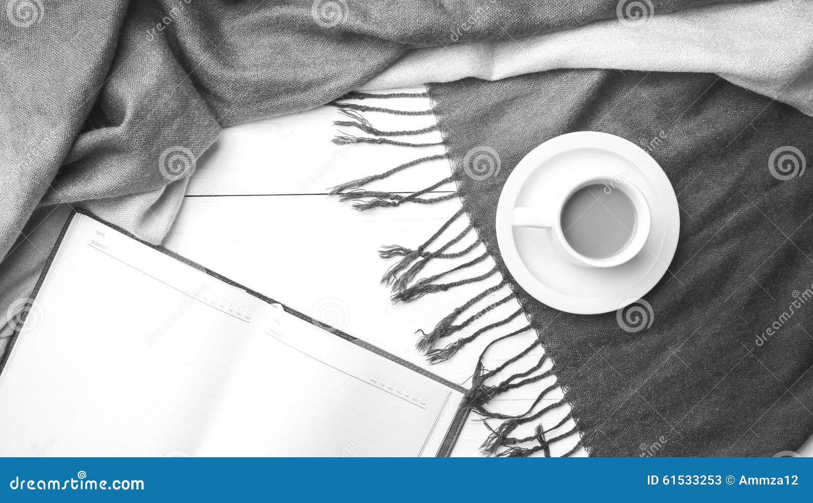 Coffee and Scarf Background Black and White Color Stock Image - Image ...
